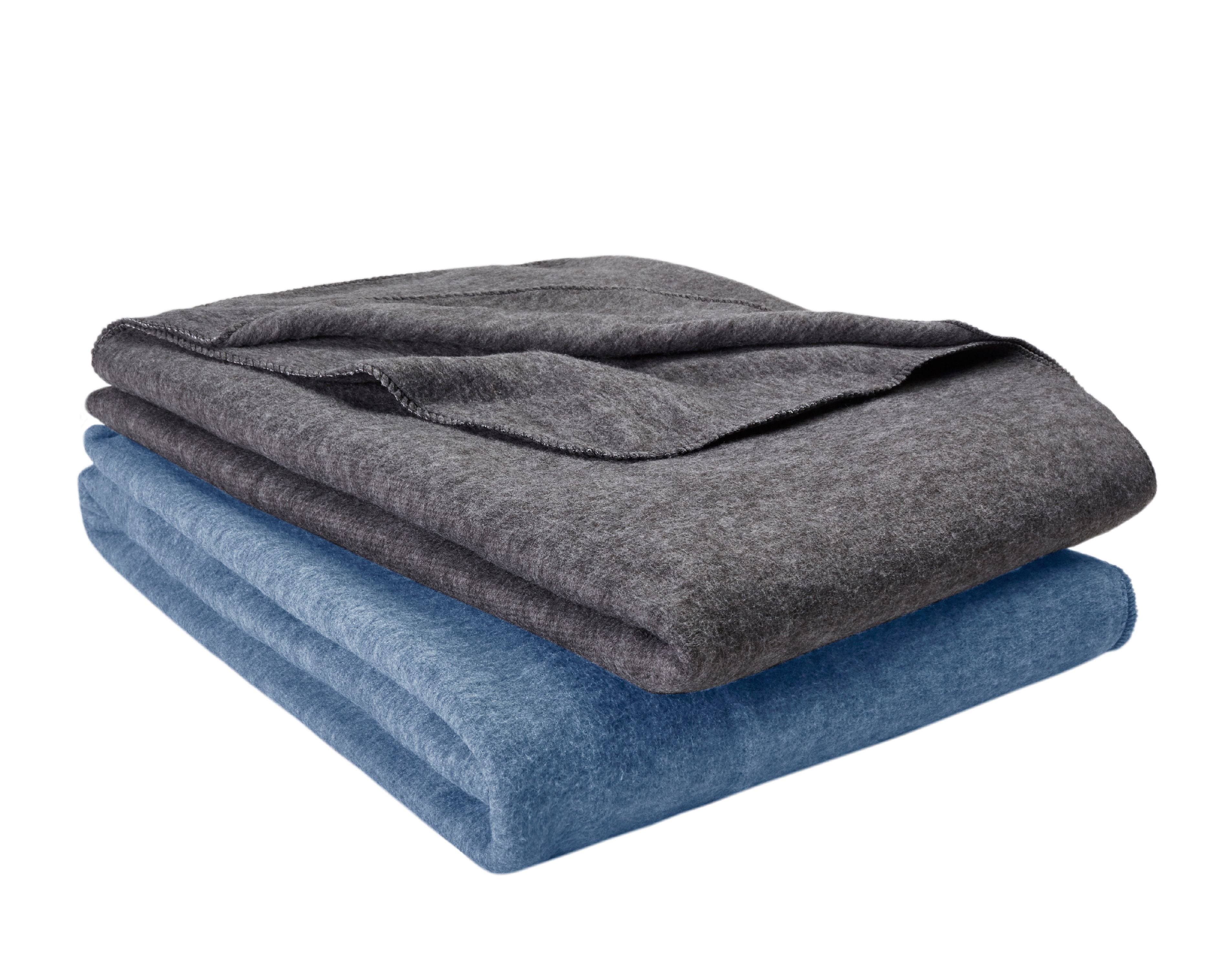 Mainstays Super Soft Fleece Bed Blanket, Full/Queen, Grey & Blue, 2 ...