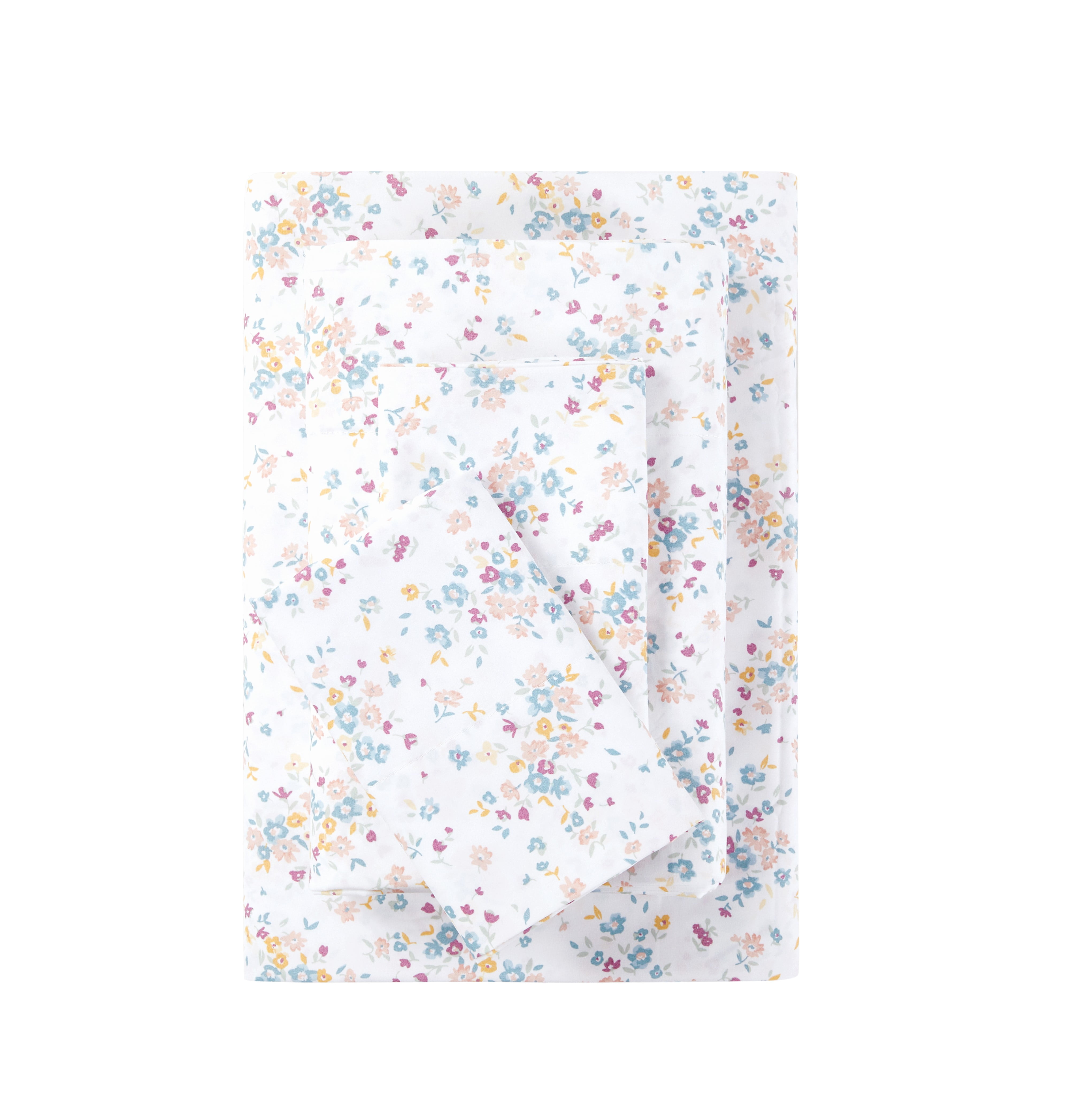 Mainstays Brushed Microfiber King Bed Sheet Set Floral - Walmart.com