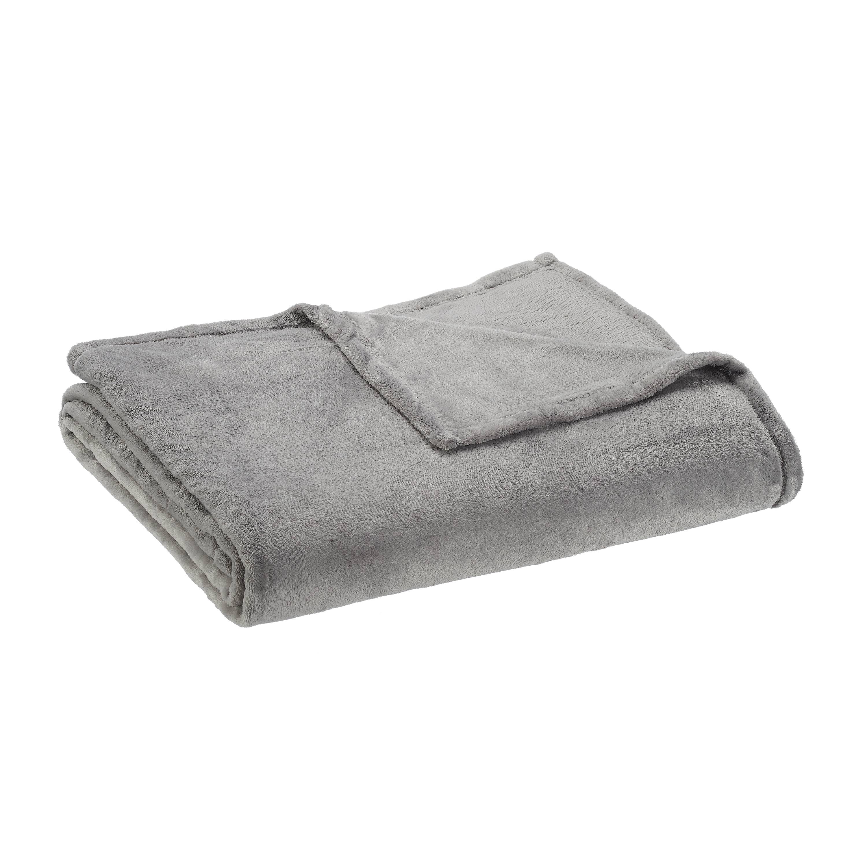 Mainstays Super Soft Polyester Plush Blanket, Light Grey, Full/Queen 90 ...