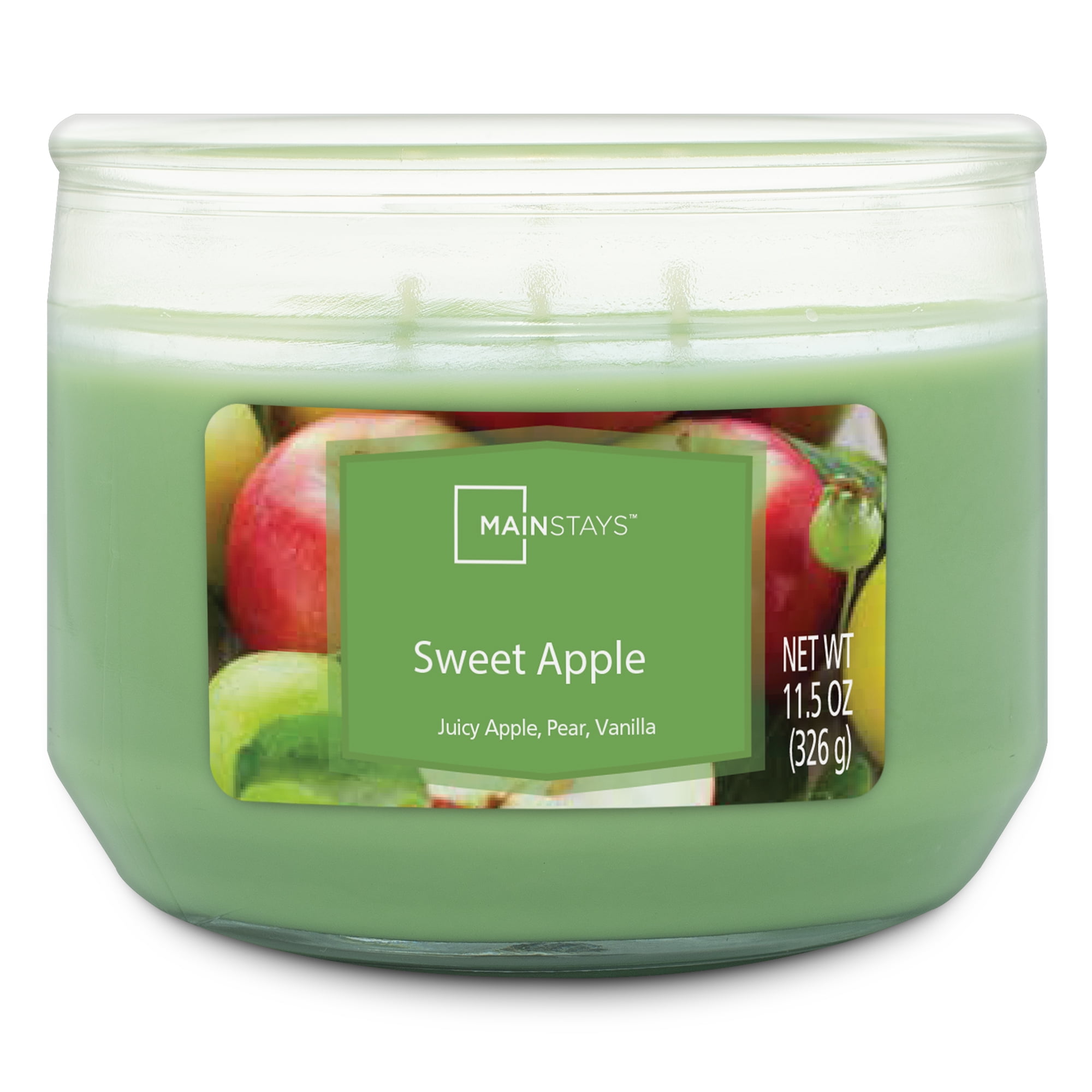 Mainstays Sweet Apple Scented 3-Wick Glass Jar Candle, 11.5 oz ...