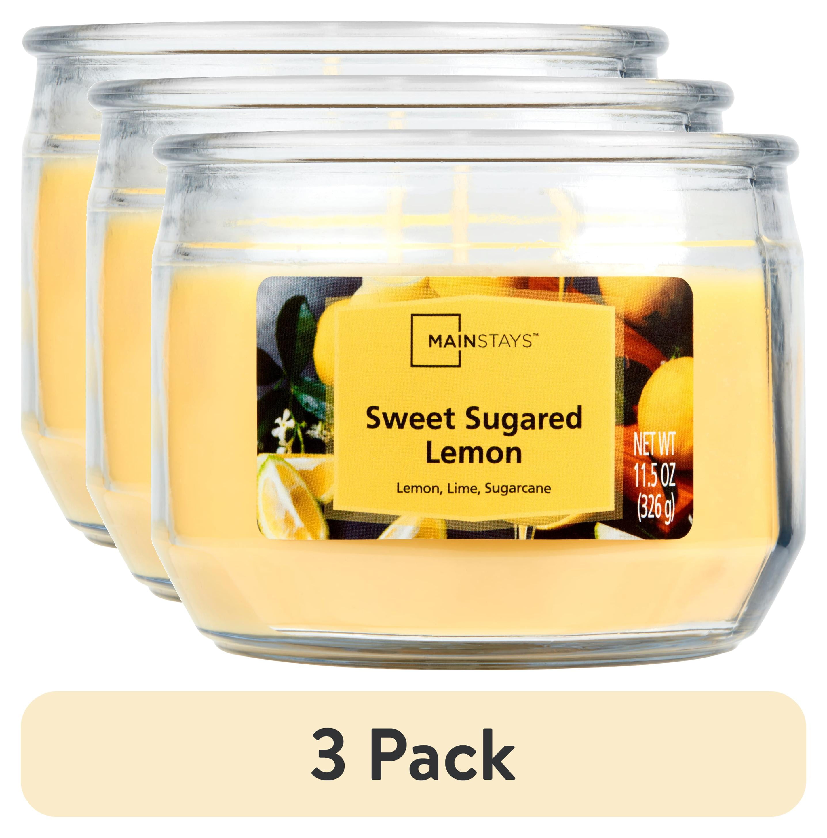 (3 pack) Mainstays Sweet Sugared Lemon Scented 3-Wick Glass Jar Candle ...