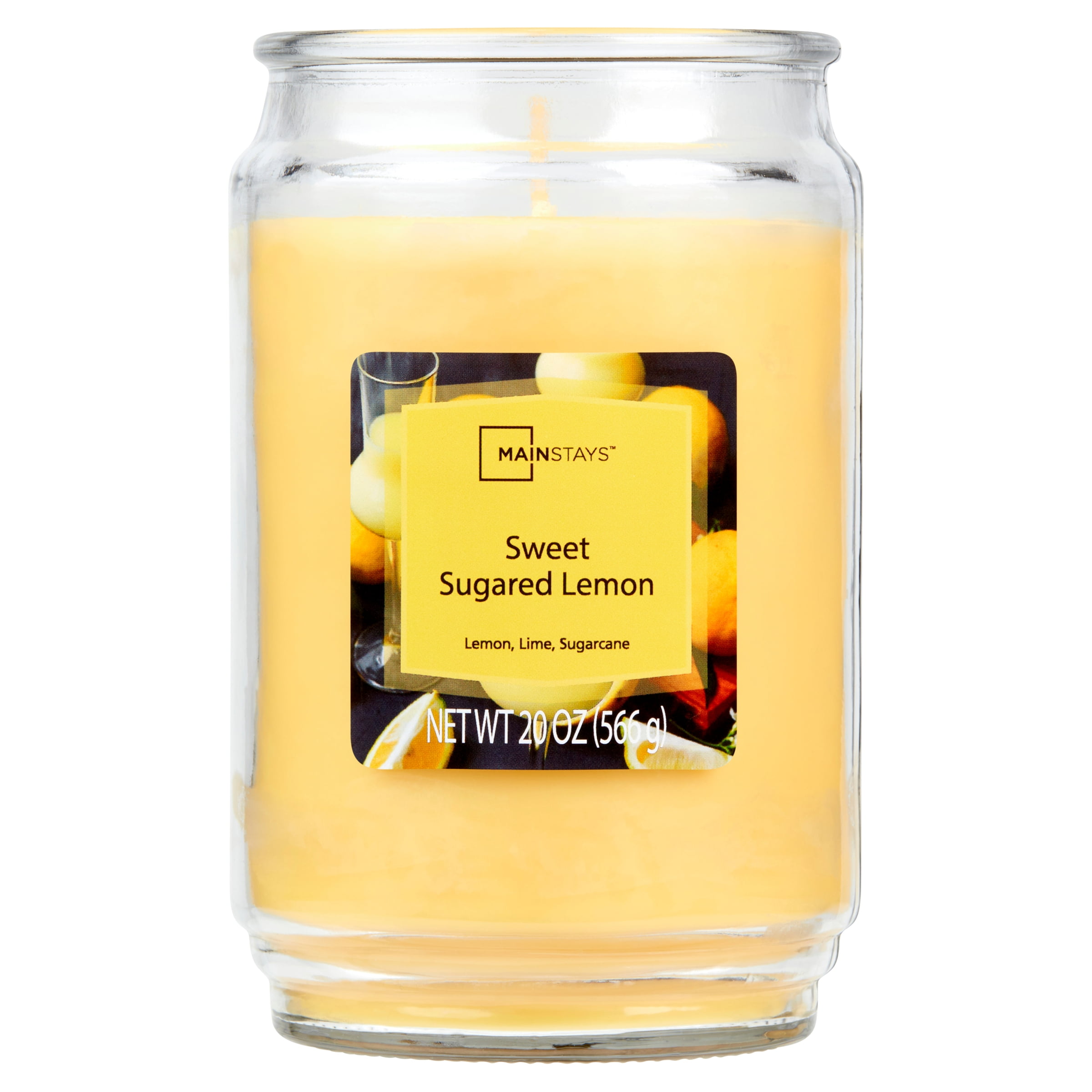 Mainstays Lemon Scented Large Glass Jar Candle, 20 oz, Sugared Lemon ...
