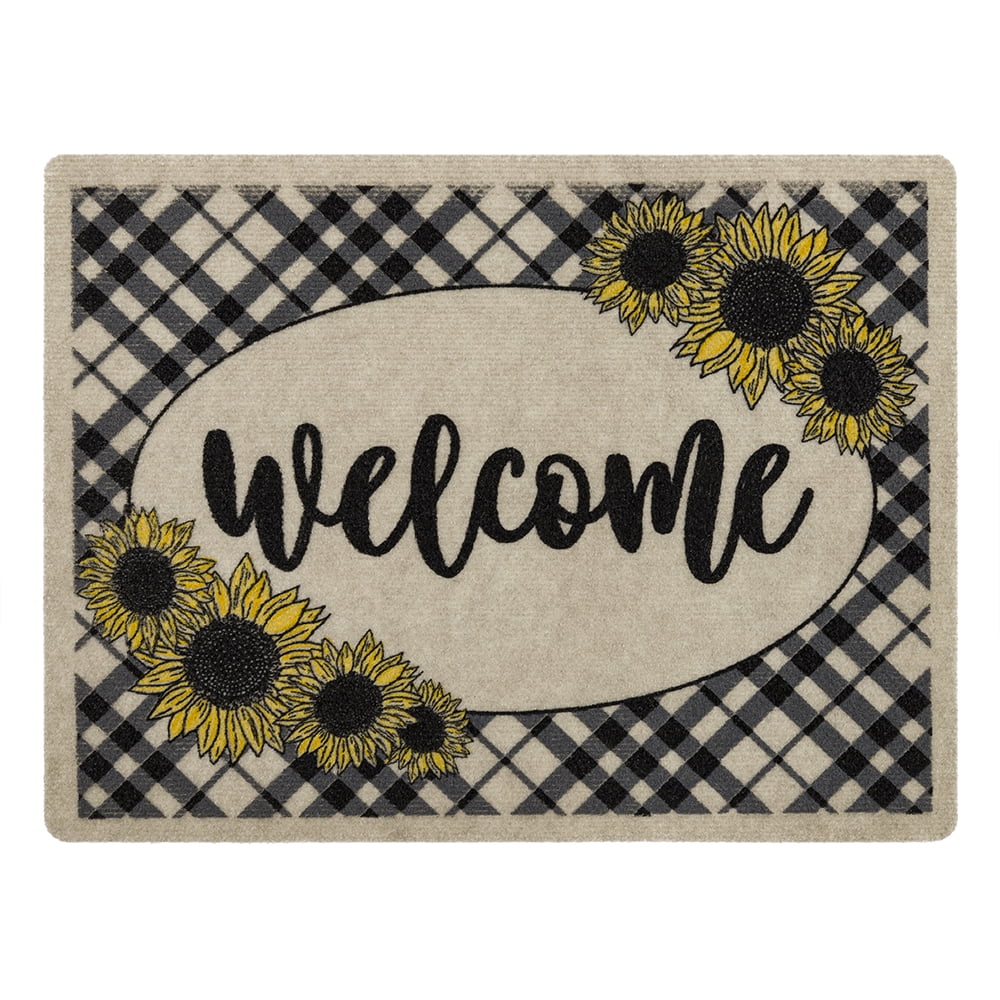 Mainstays Sweet Welcome Sunflower Indoor/Outdoor Polyester Doormat ...