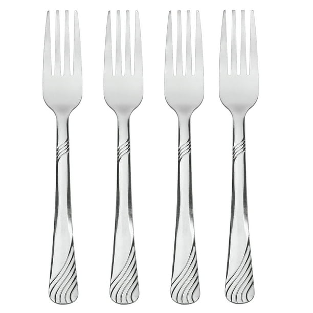 Mainstays Swirl Stainless Steel Dinner Fork Set, 4 Piece - Walmart ...