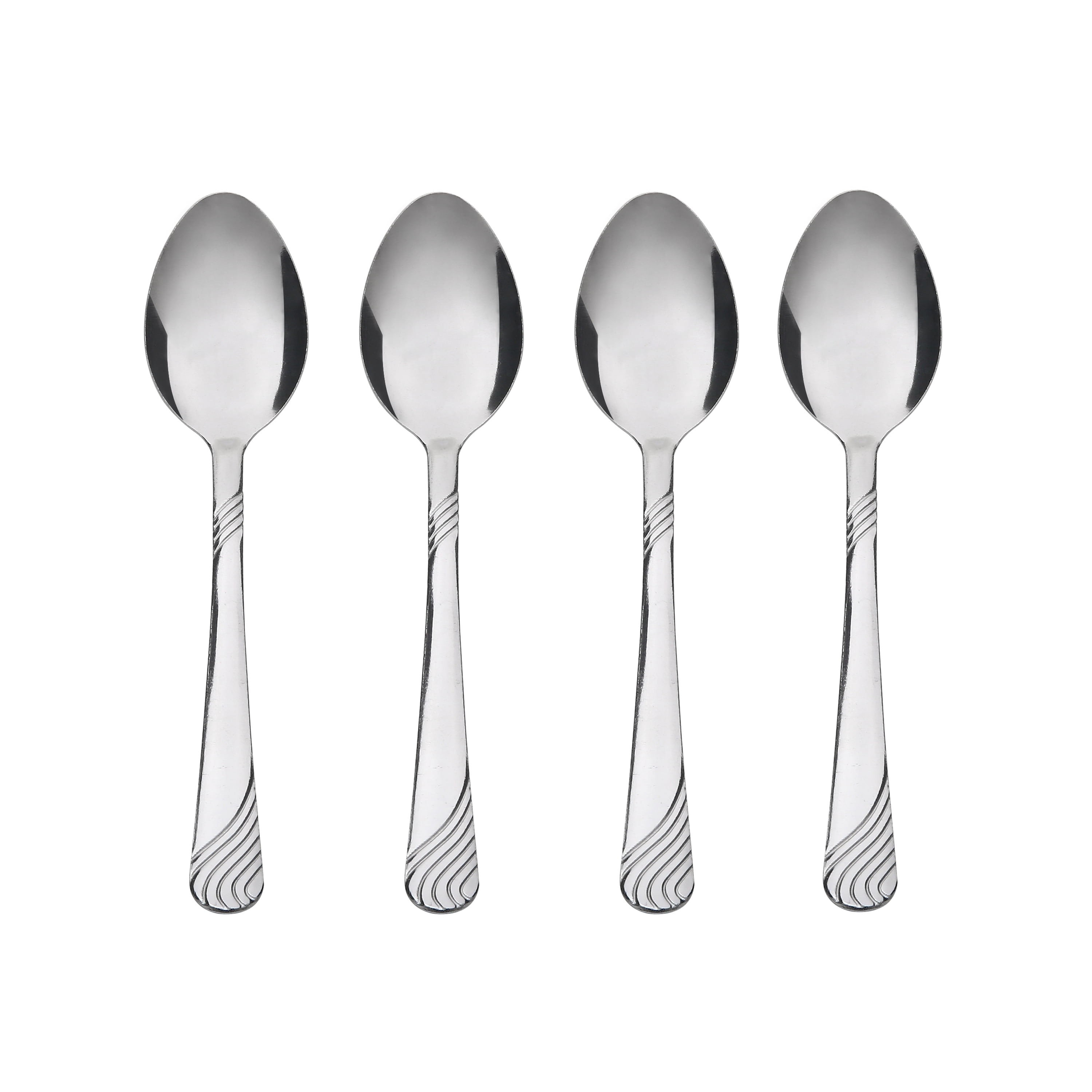 Mainstays Swirl Stainless Steel Teaspoons, Ergonomic Handle, 4-Piece ...