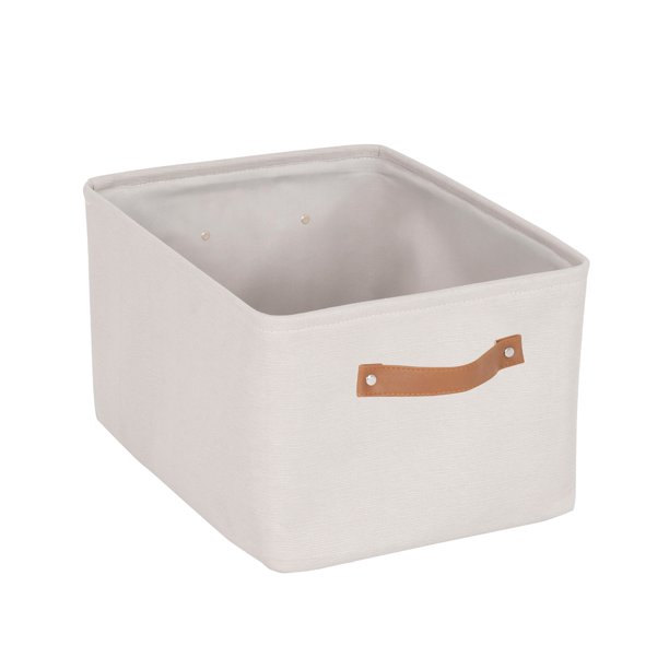 Mainstays Tan Canvas Polyester Storage Basket with Handles - Walmart ...