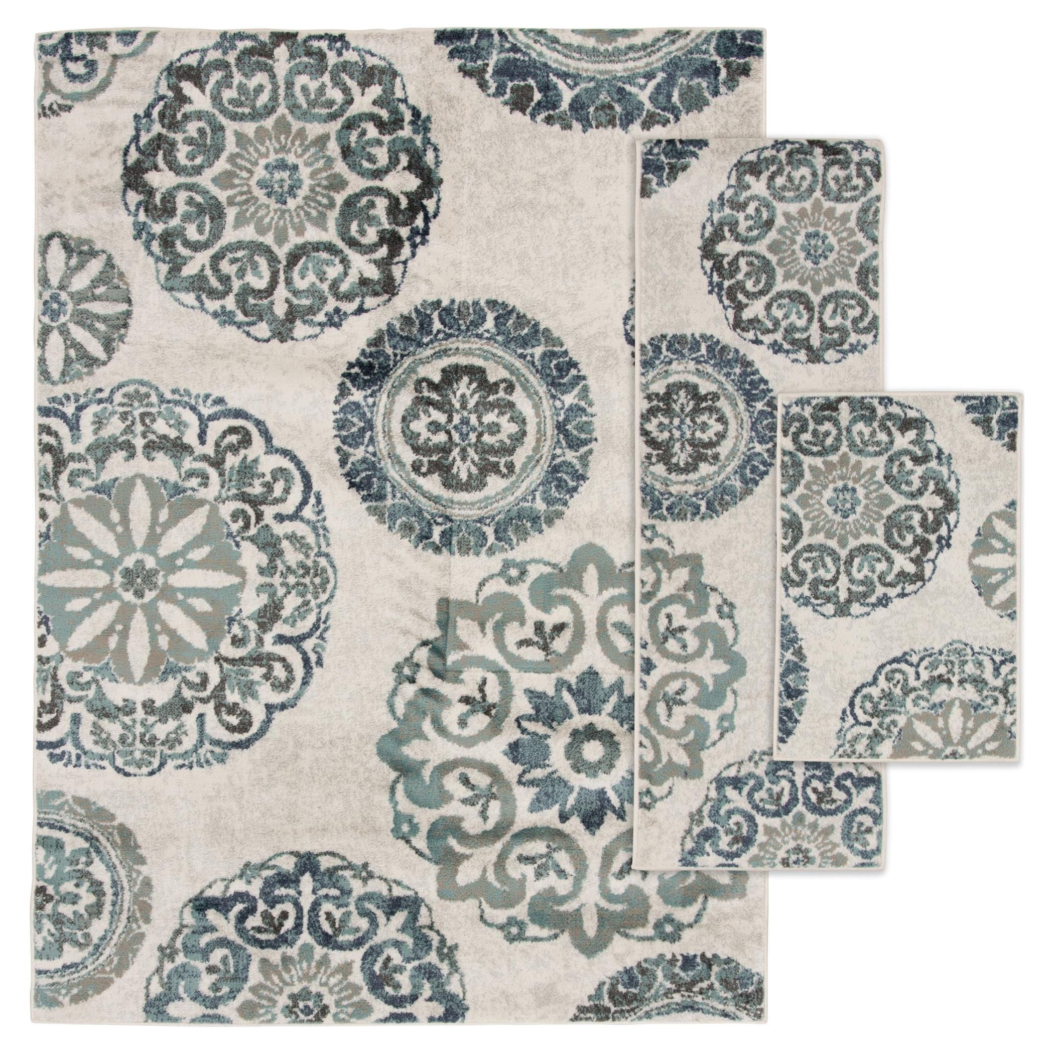 Free Shipping! Mainstays Medallion Area Rug Set 3 Piece Indoor Carpet ...