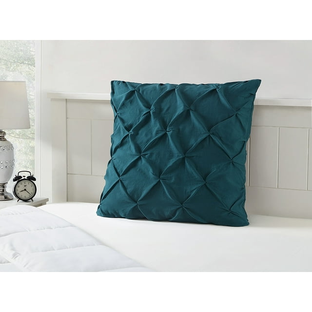 Mainstays Teal Pintuck Diamond Pleat Microfiber Sham, Euro Sham ...
