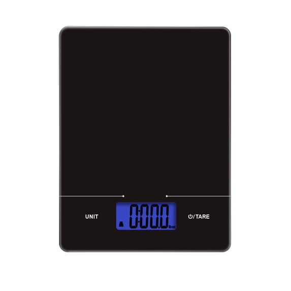 Mainstays Tempered Glass Digital Scale with Blue Backlit LCD, Tare ...