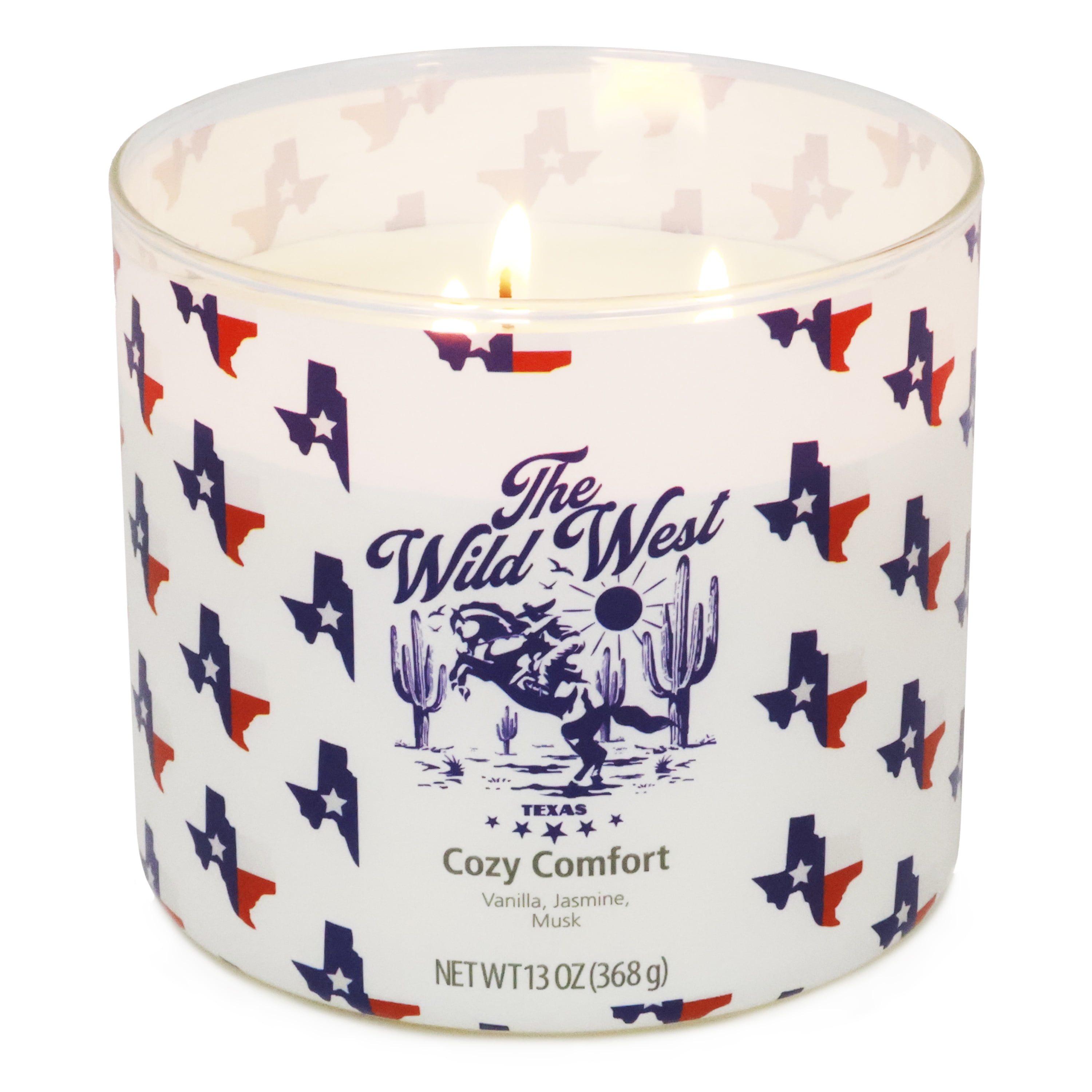 Mainstays Texas Themed The Wild West Cozy Comfort 3-Wick Candle, 13 ...