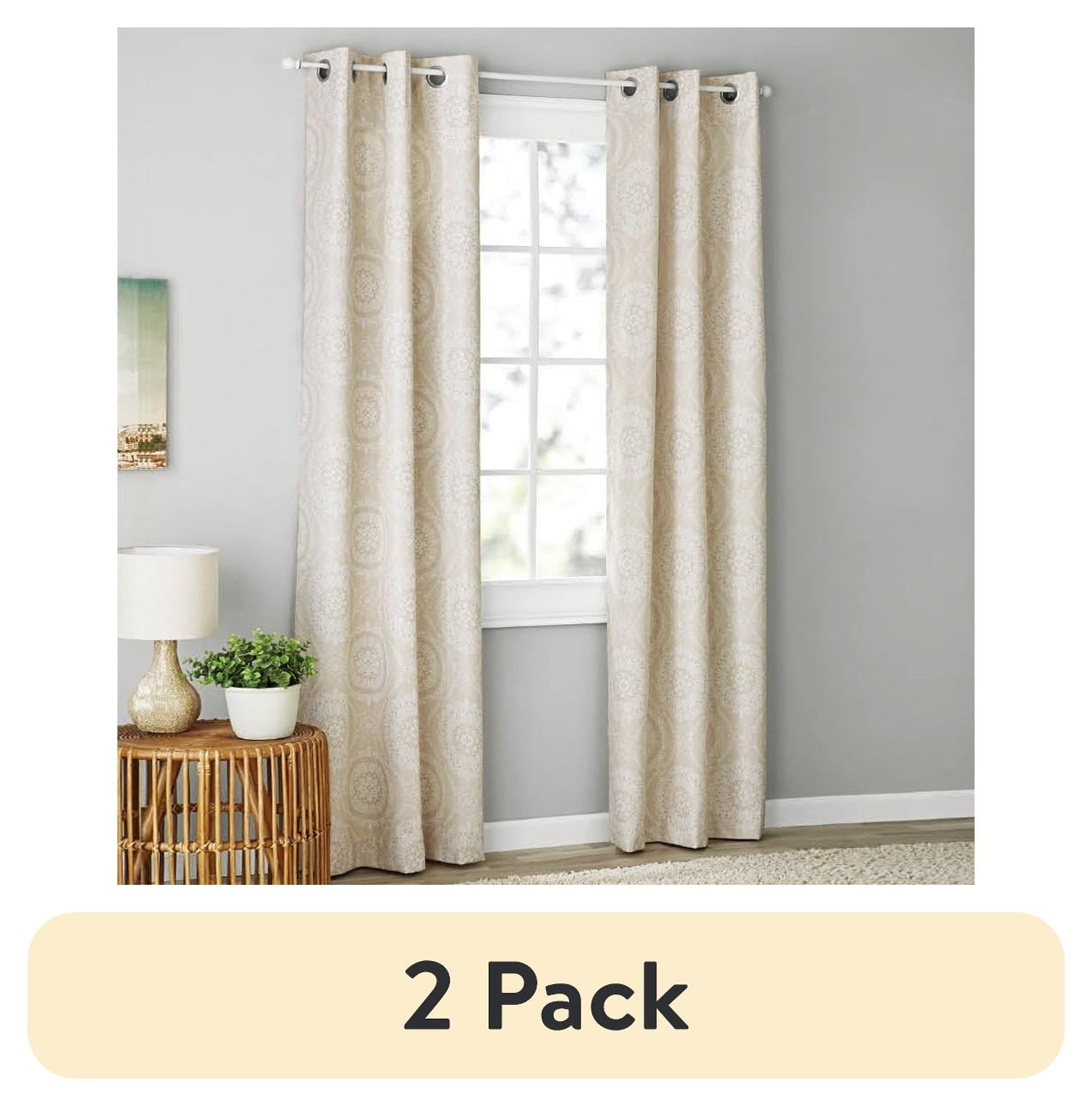 (2 pack) Mainstays Textured Solid Blackout Grommet Curtain Panel Pair ...