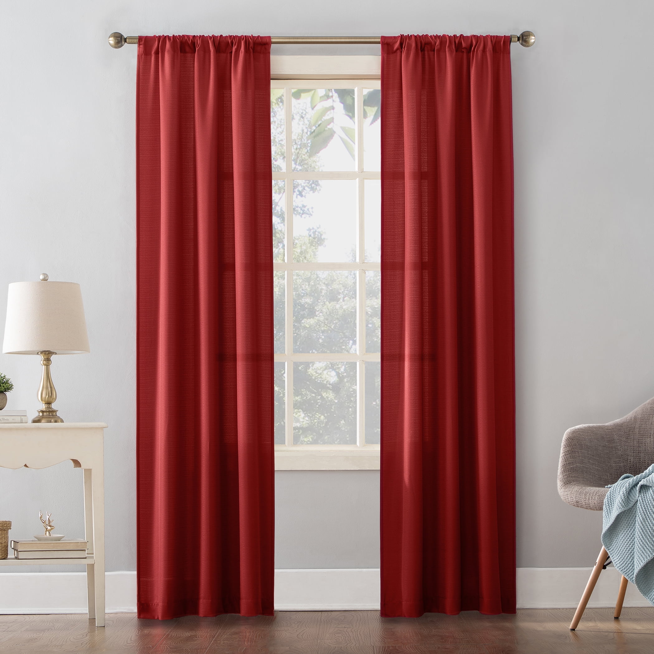 Mainstays Lauren Semi Sheer Textured Solid Rod Pocket Curtain, Single ...