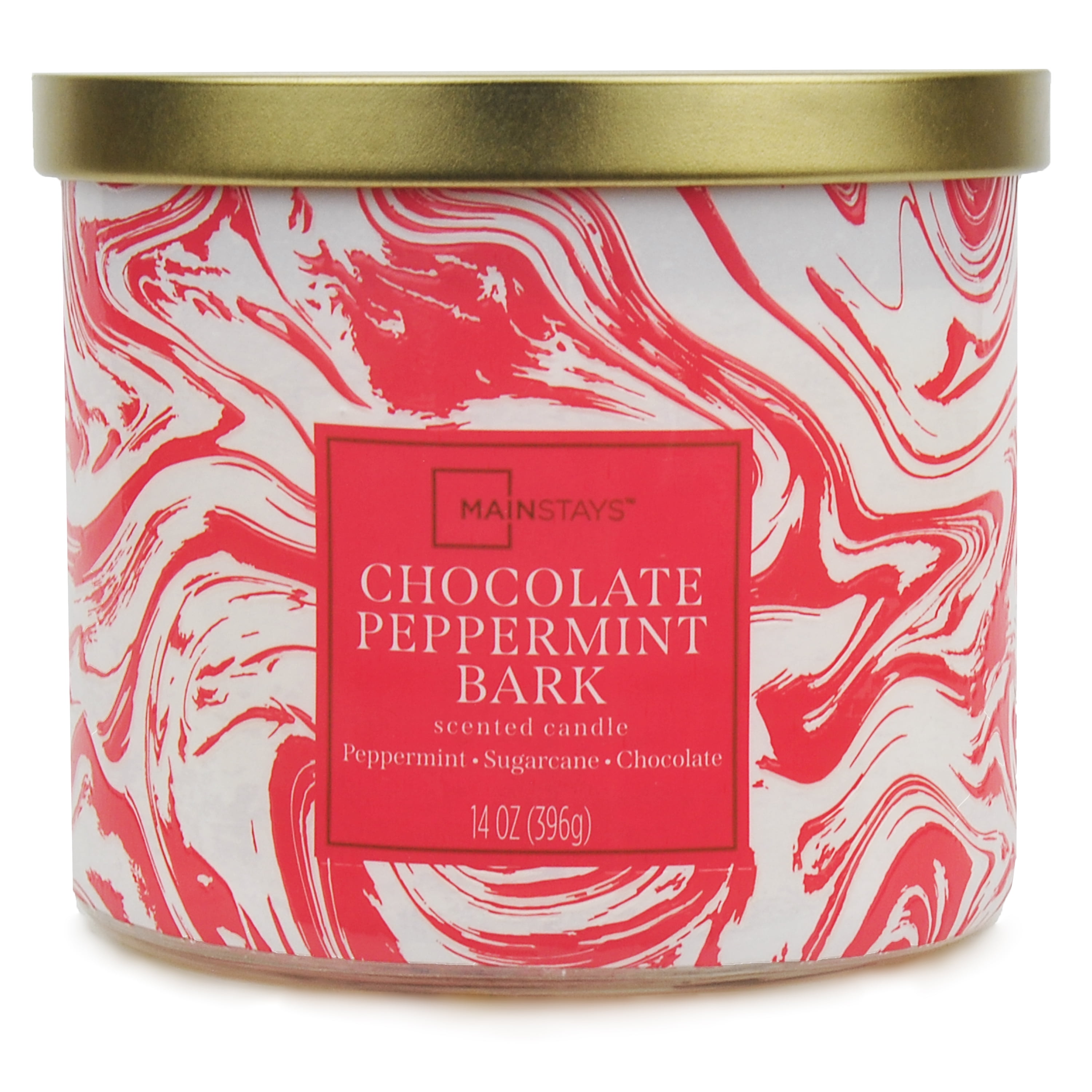 Mainstays Textured Wrap 3 Wick Chocolate Pepermint Bark, 14 Ounce ...