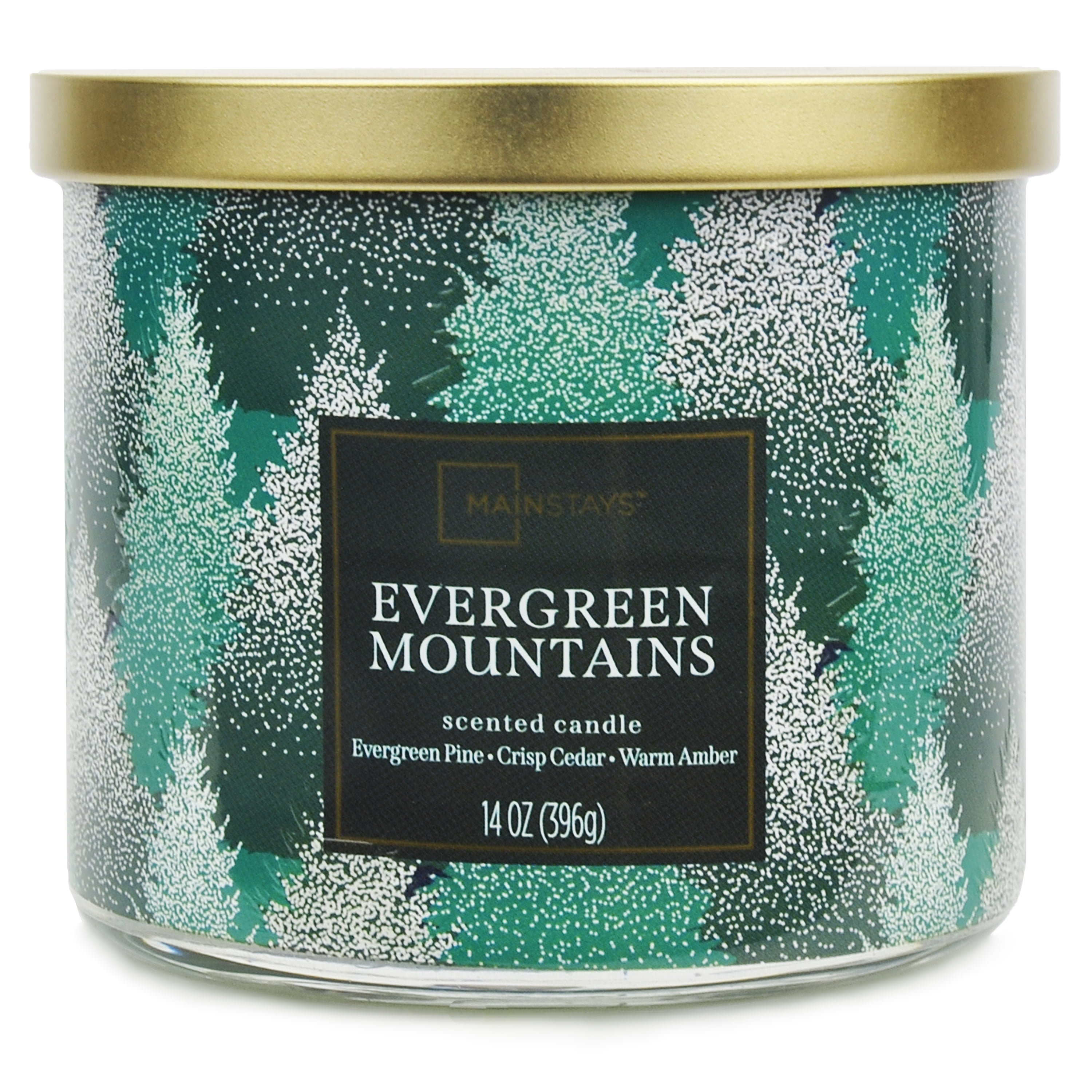 Mainstays Textured Wrap 3 Wick Evergreen Mountain Candle, 14 Ounce ...