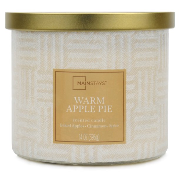 Mainstays Textured Wrap 3 Wick Warm Apple Pie Candle, 14 Ounce - Walmart Business Supplies