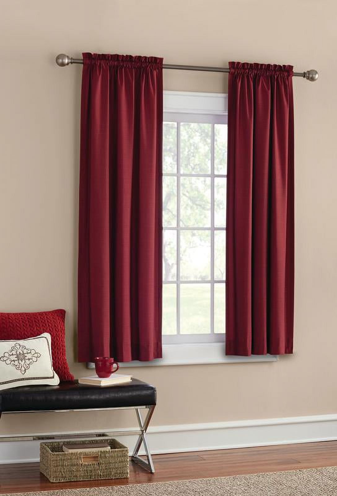 Mainstays Room Darkening Curtain Panel Pair - Red - Walmart.com