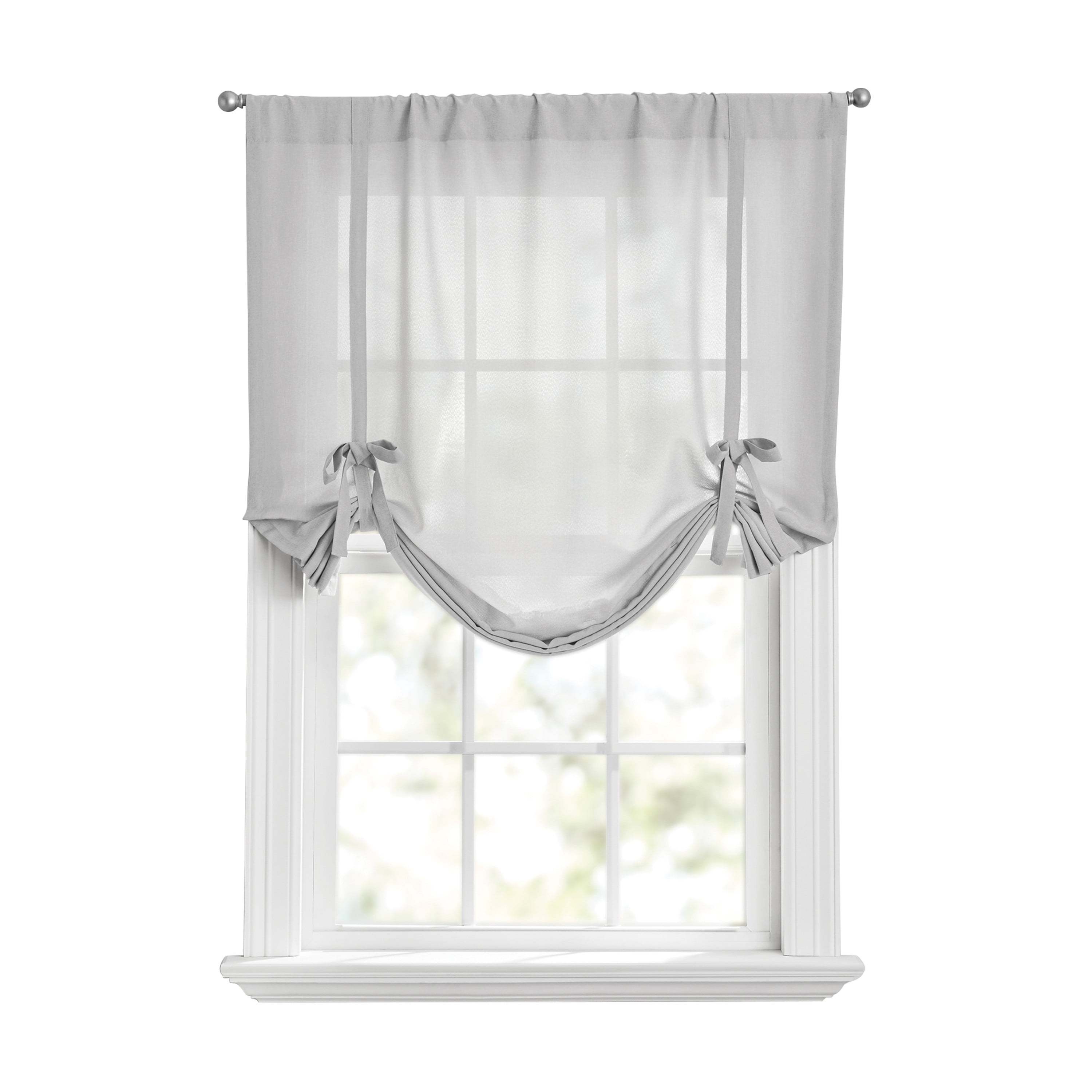Mainstays Tie Up Balloon Shade Window Shade, Soft Silver 42" x 63 ...