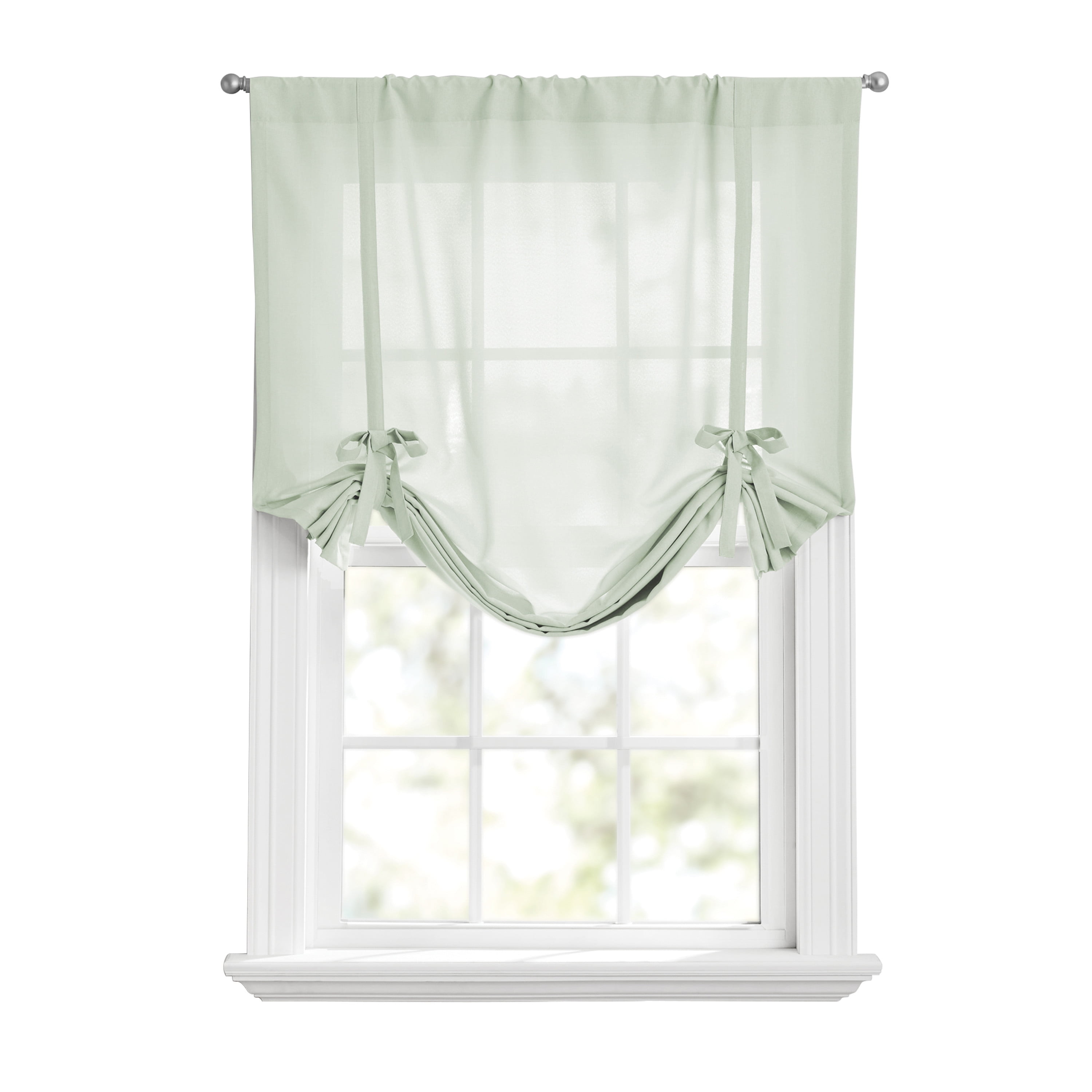 Mainstays Tie up Balloon Shade 63" Valance, Poletop Soft Sea, Green ...