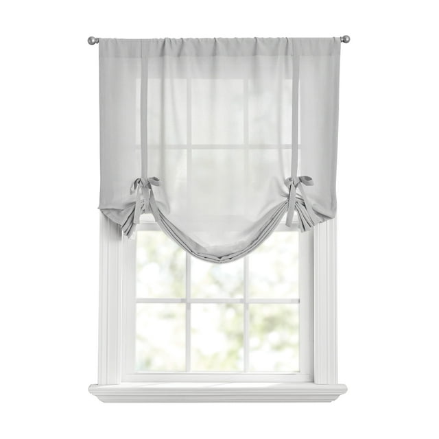Mainstays Tie Up Balloon Shade Window Shade, Soft Silver 42" x 63 ...