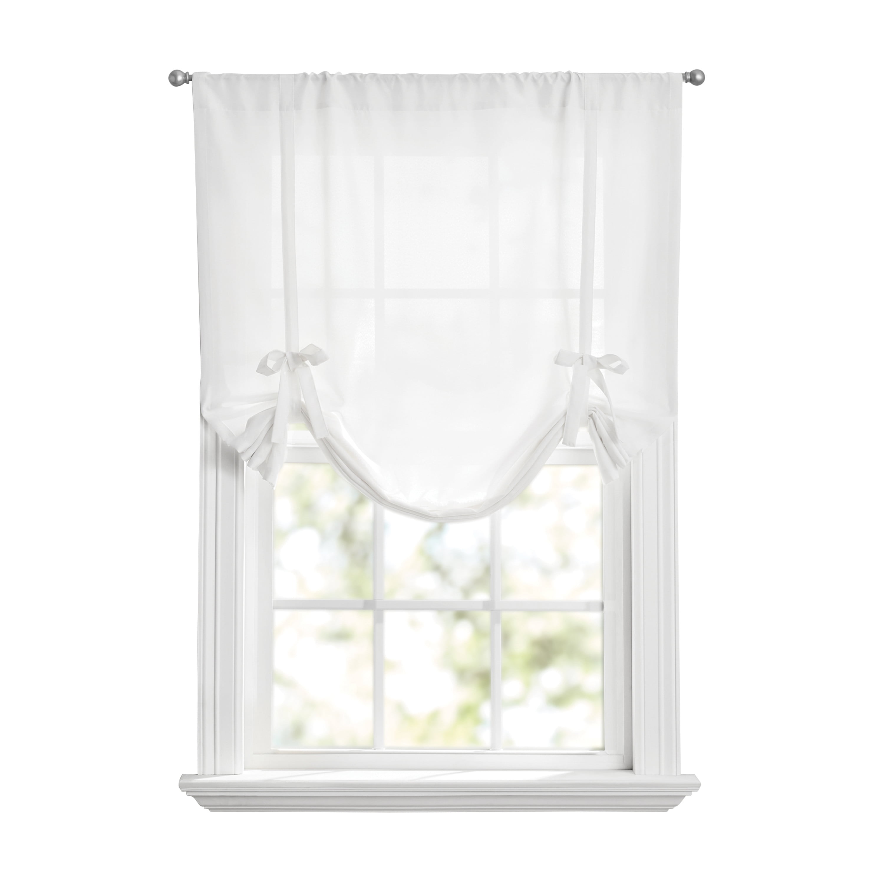 Mainstays Tie Up Balloon Shade 63" Valance, Poletop Arctic White ...