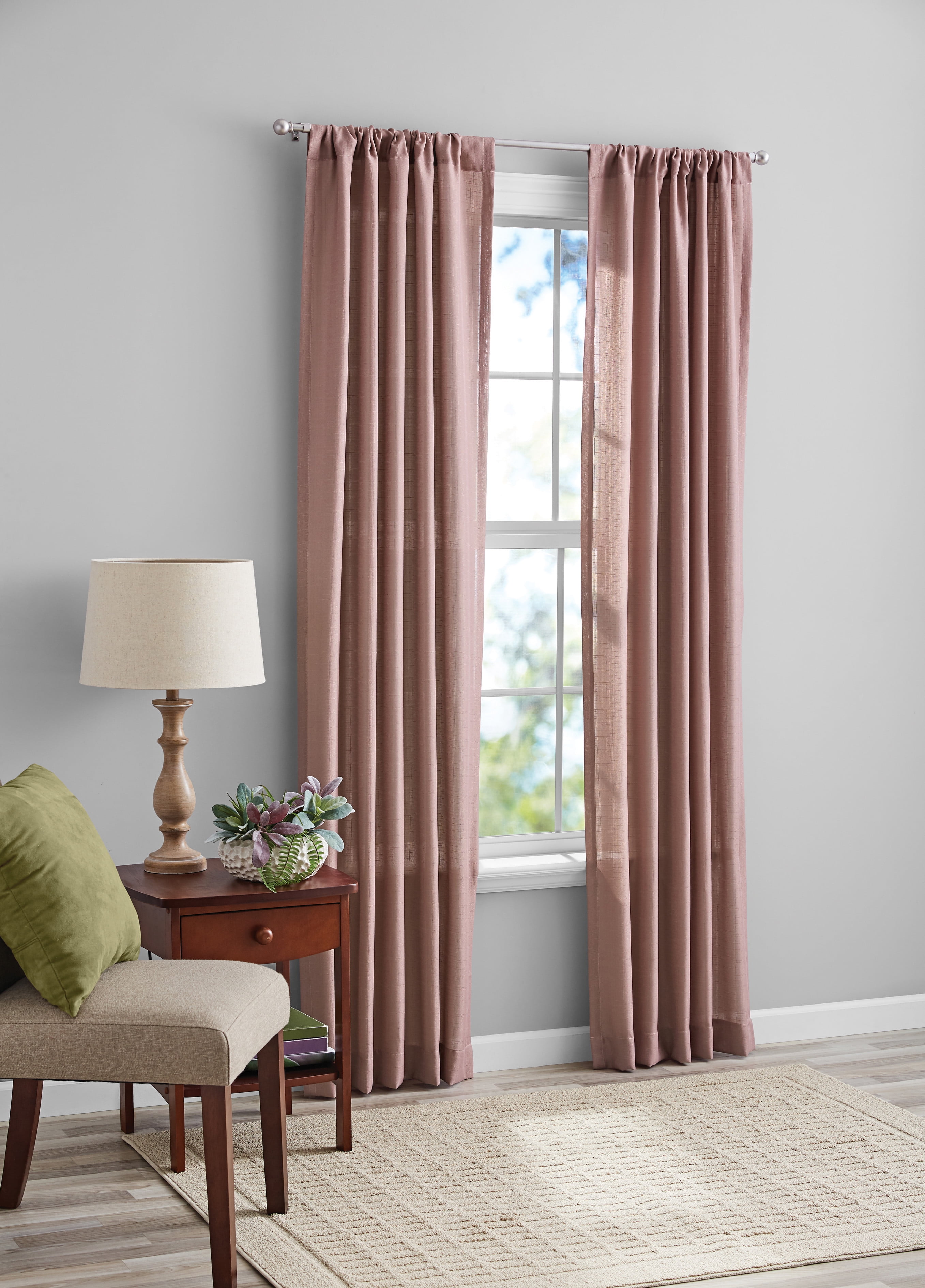 Mainstays Tille Solid Color Light Filtering Rod Pocket Curtain Panel ...