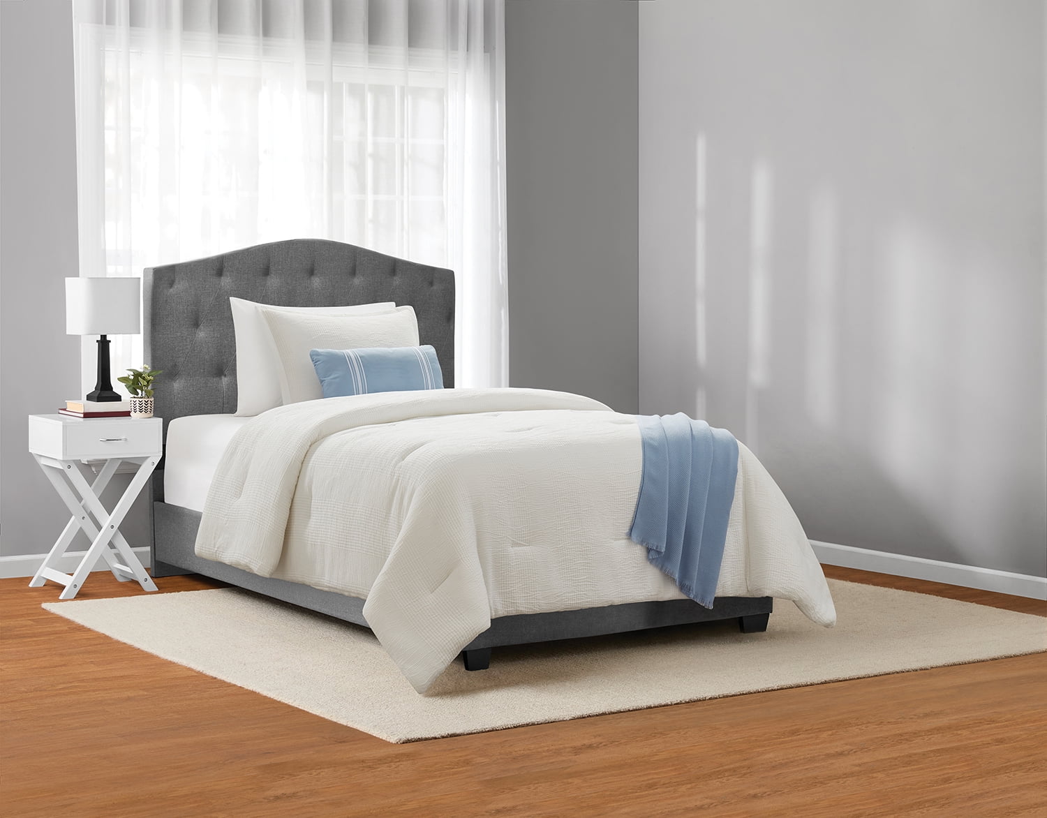 Mainstays Tonal 4-Piece White Stripe Matelasse Comforter Set, Twin/Twin ...