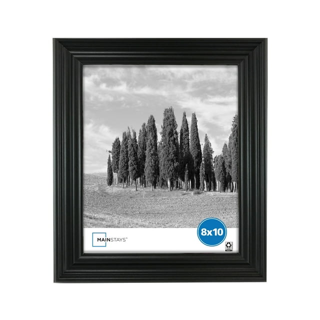Mainstays 8x10 Black Wood Picture Frame with Glass for Tabletop or Wall ...