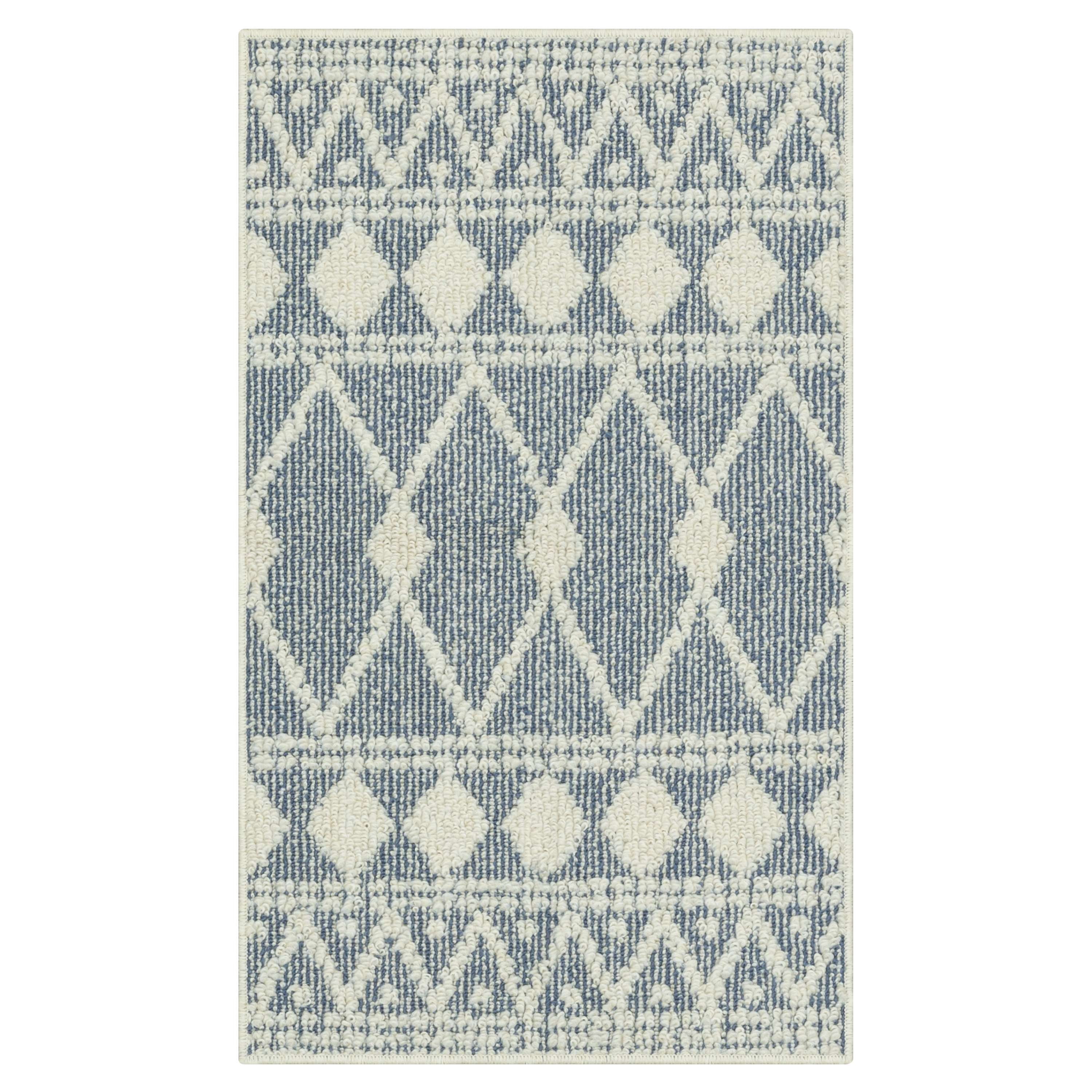 Mainstays Traditional Blue Diamond Indoor Accent Area Rug, 1'8" x 2'10 ...