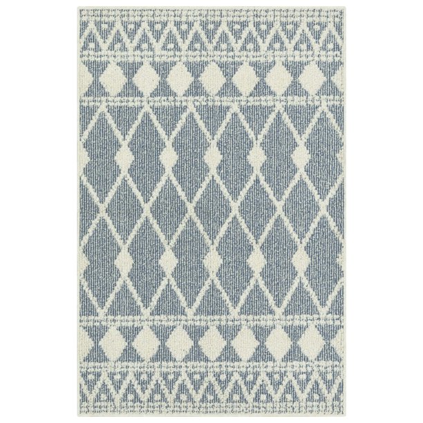 Mainstays Traditional Blue Diamond Indoor Accent Rug, 2'6" x 3'10 ...