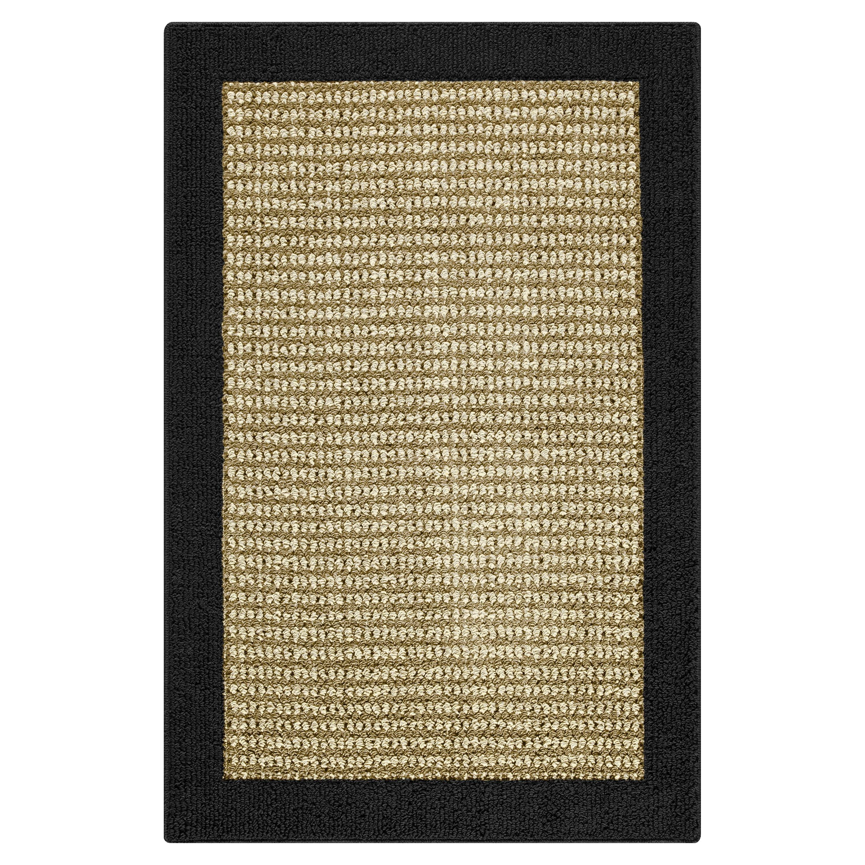 Mainstays Traditional Faux Sisal Border Black Indoor Entryway Accent ...