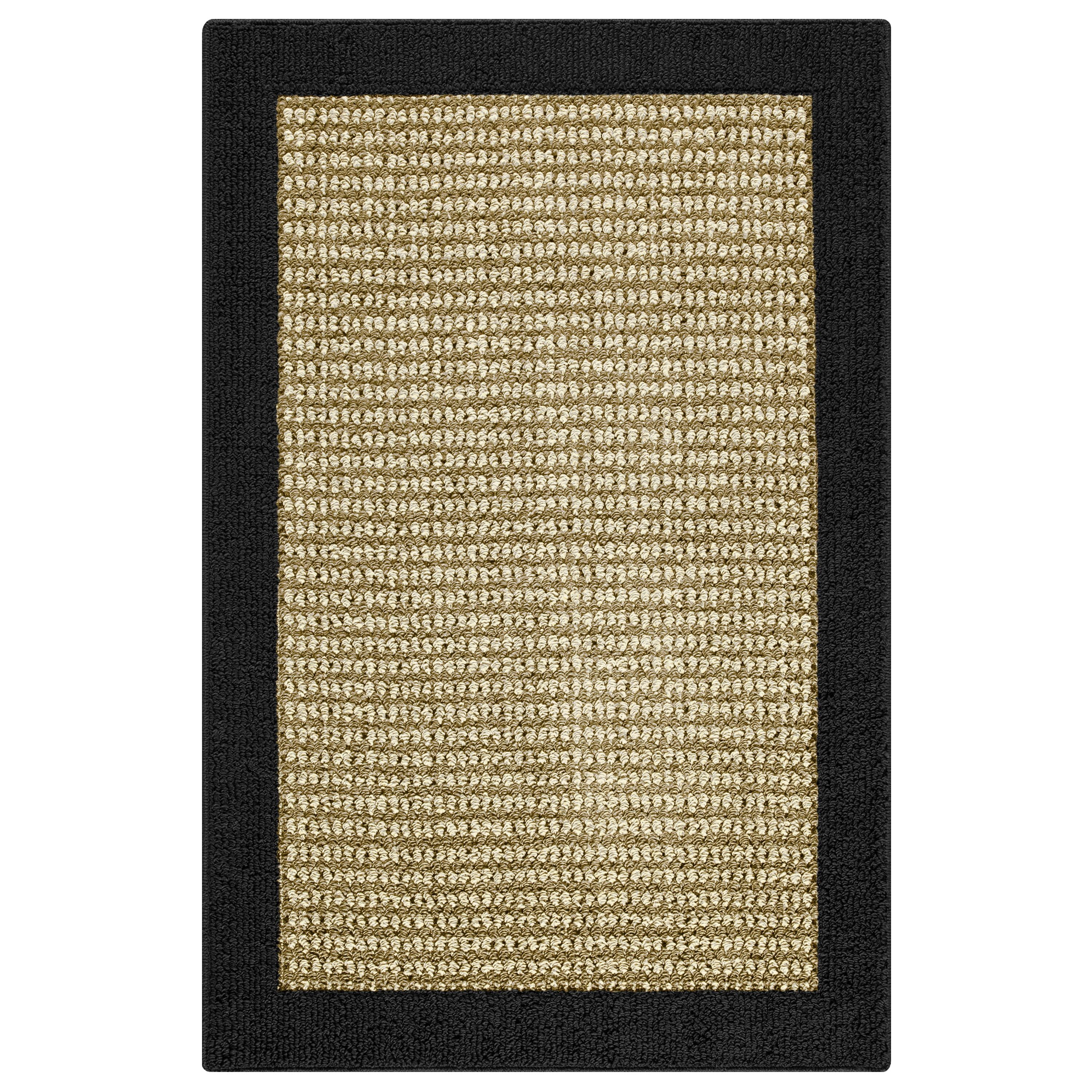 Mainstays Traditional Faux Sisal Border Black Indoor Entryway Accent ...