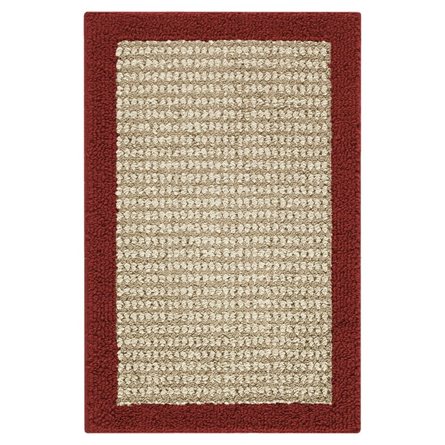 Mainstays Traditional Faux Sisal Border Red Indoor Accent Rug, 2'6"x3 ...