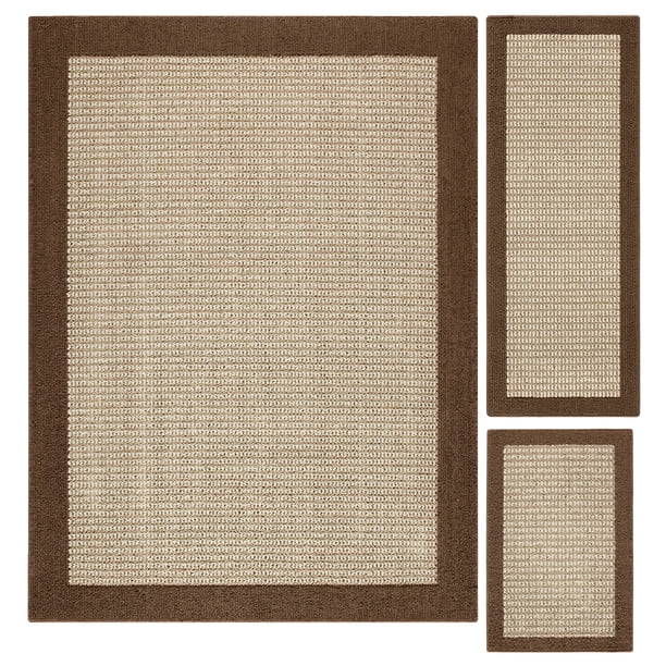 Mainstays Traditional Faux Sisal Brown Olefin Border Indoor Area Rug ...