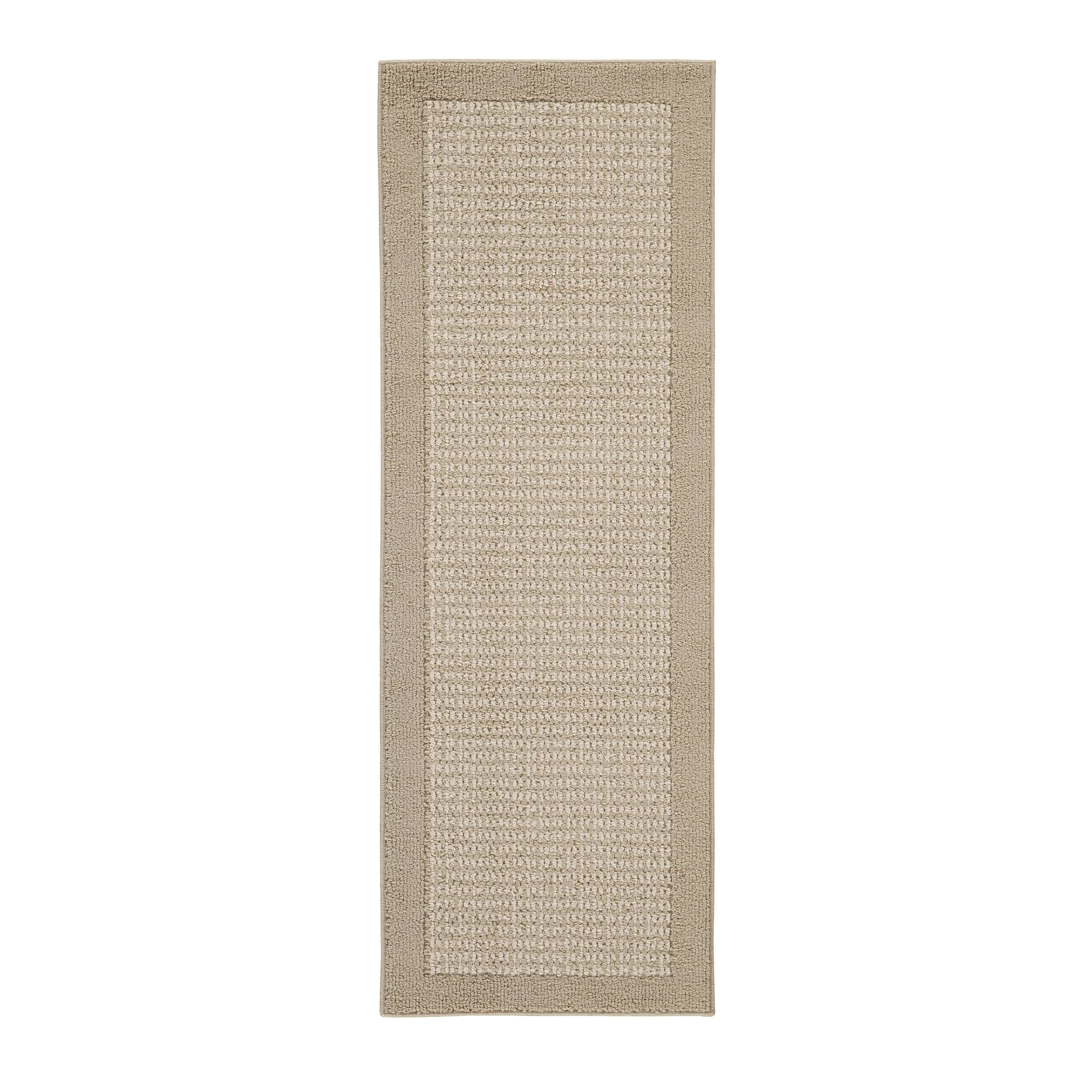 Mainstays Farmhouse Faux Sisal Olefin Beige Border Indoor Hallway ...