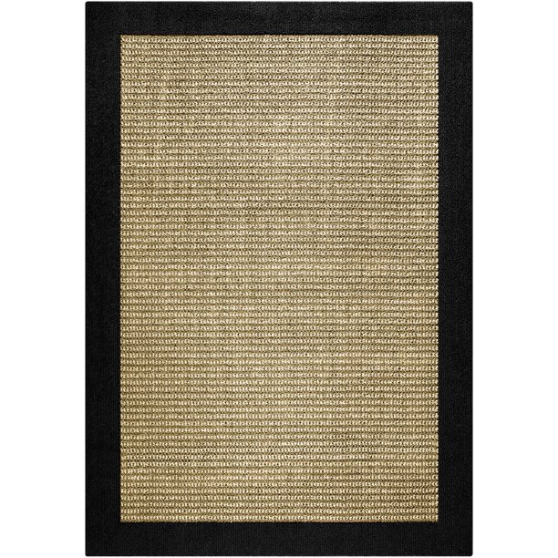 Mainstays Traditional Faux Sisal Olefin Black Border Indoor Living Room ...