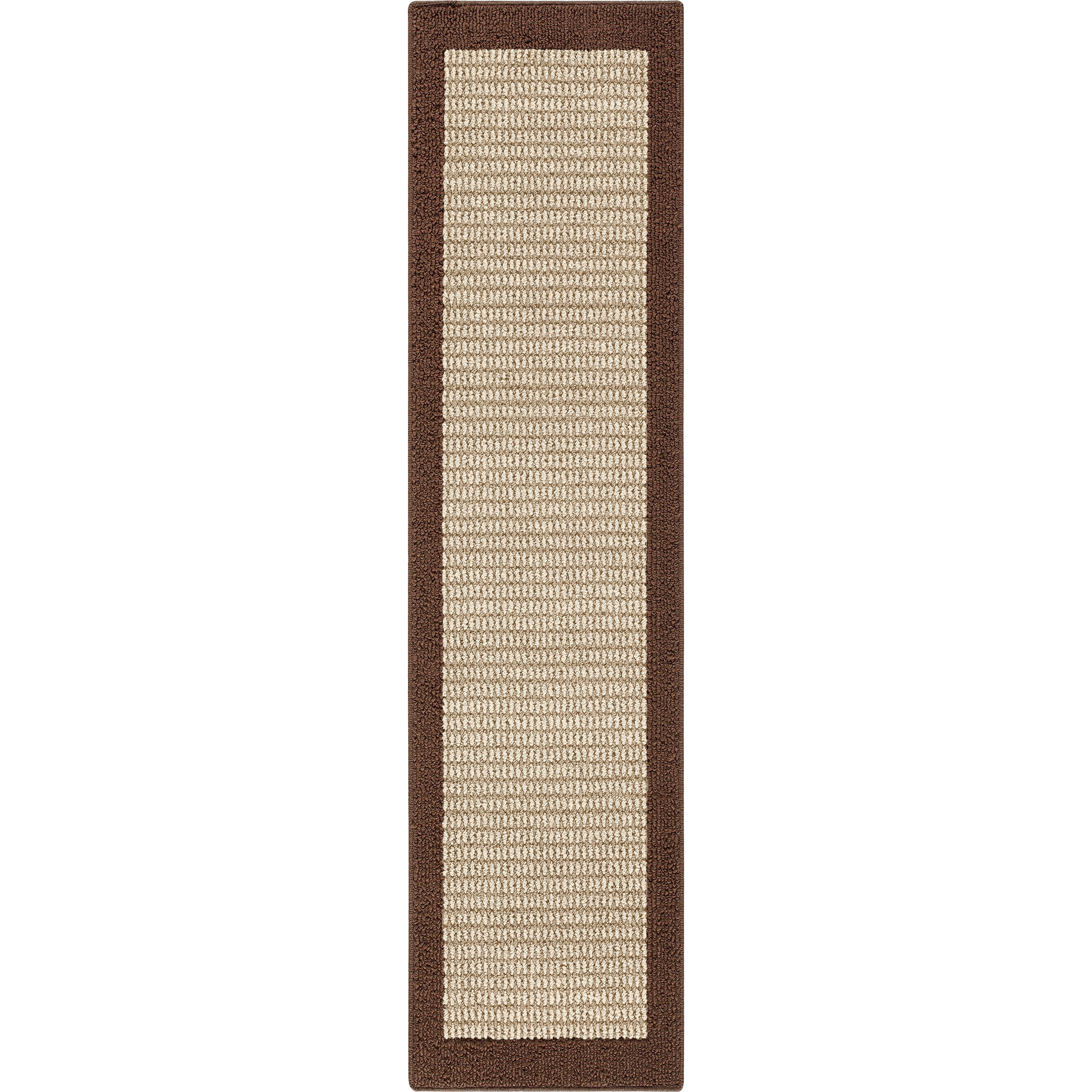 Mainstays Farmhouse Faux Sisal Olefin Brown Border Indoor Hallway ...