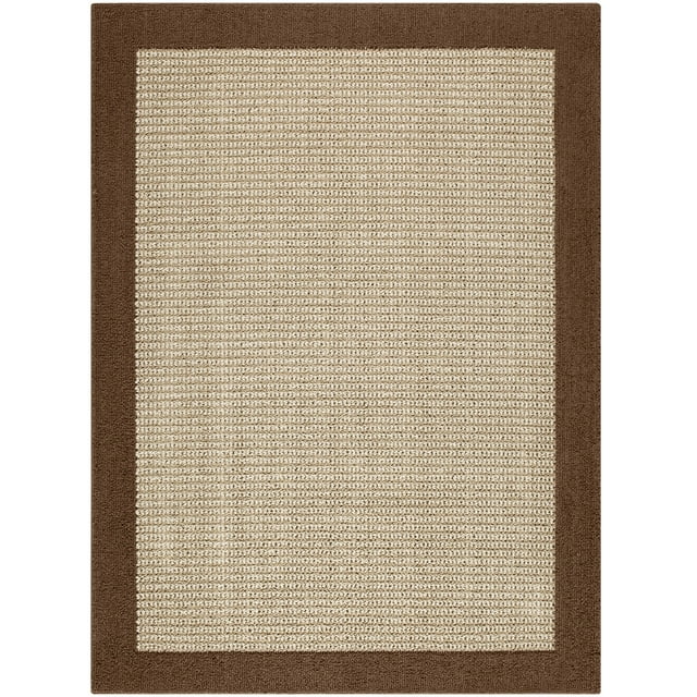 Free Shipping! Mainstays Traditional Faux Sisal Olefin Brown Border ...
