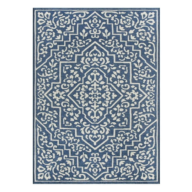 Mainstays Traditional Medallion 7' x 10' Outdoor Rug - Polypropylene ...