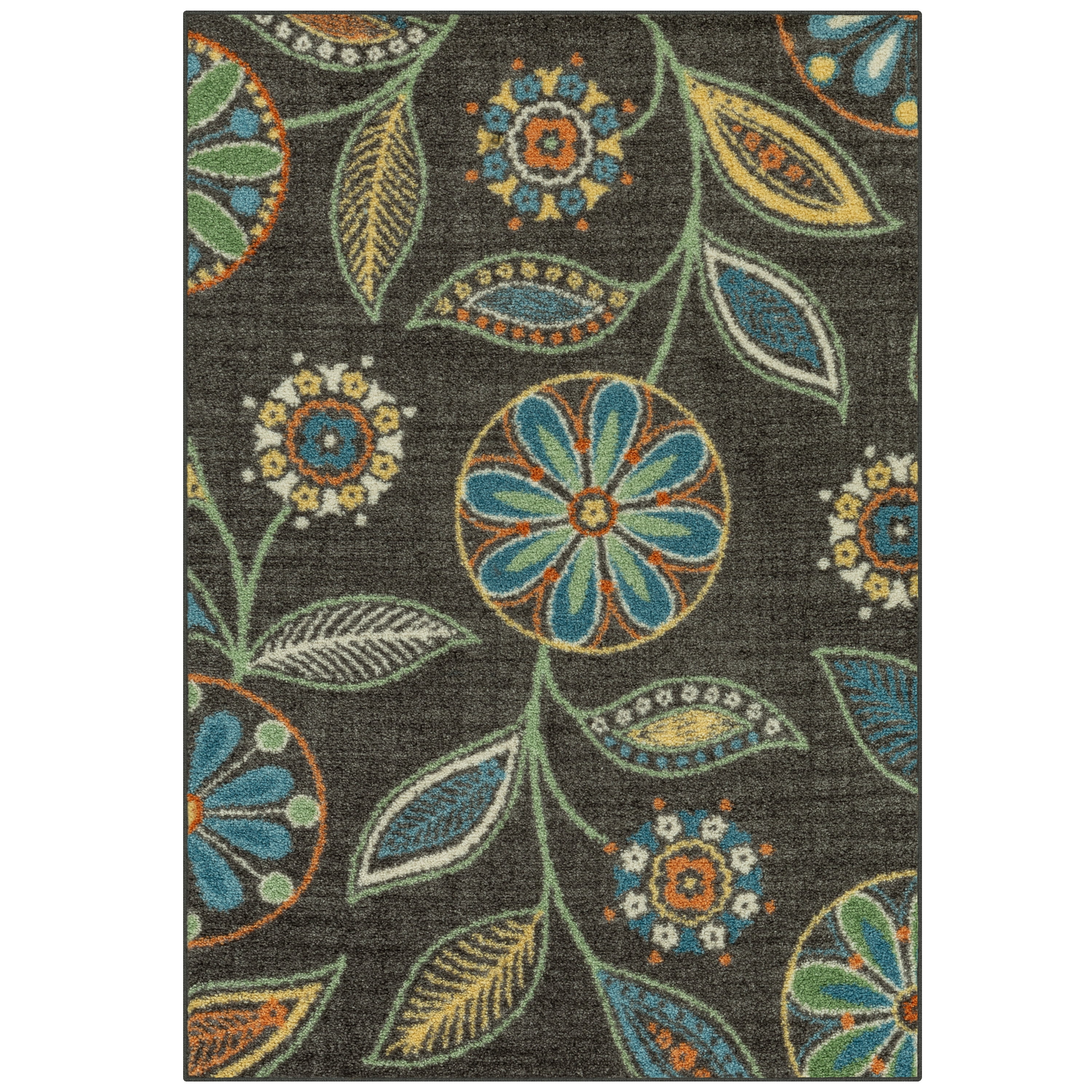 Mainstays Traditional Minerva Gray Multi Floral Indoor Area Rug, 3'4"x5 ...