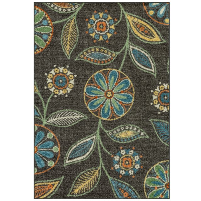 Mainstays Traditional Minerva Gray Multi Floral Indoor Area Rug, 3'4"x5 ...