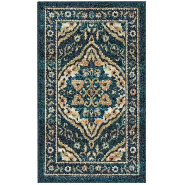 Mainstays Traditional Persian Teal Blue Print Indoor Accent Rug, 1'8"x2 ...
