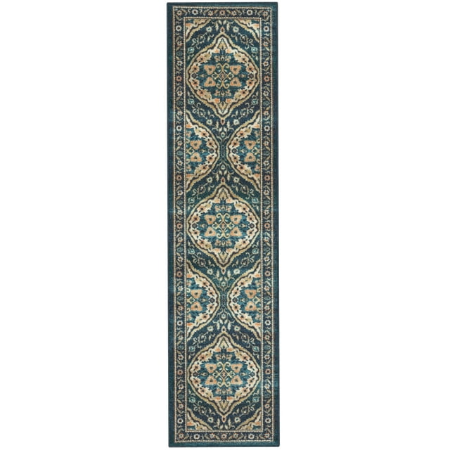 Mainstays Traditional Persian Teal Print Indoor Hallway Runner Rug, 2 ...