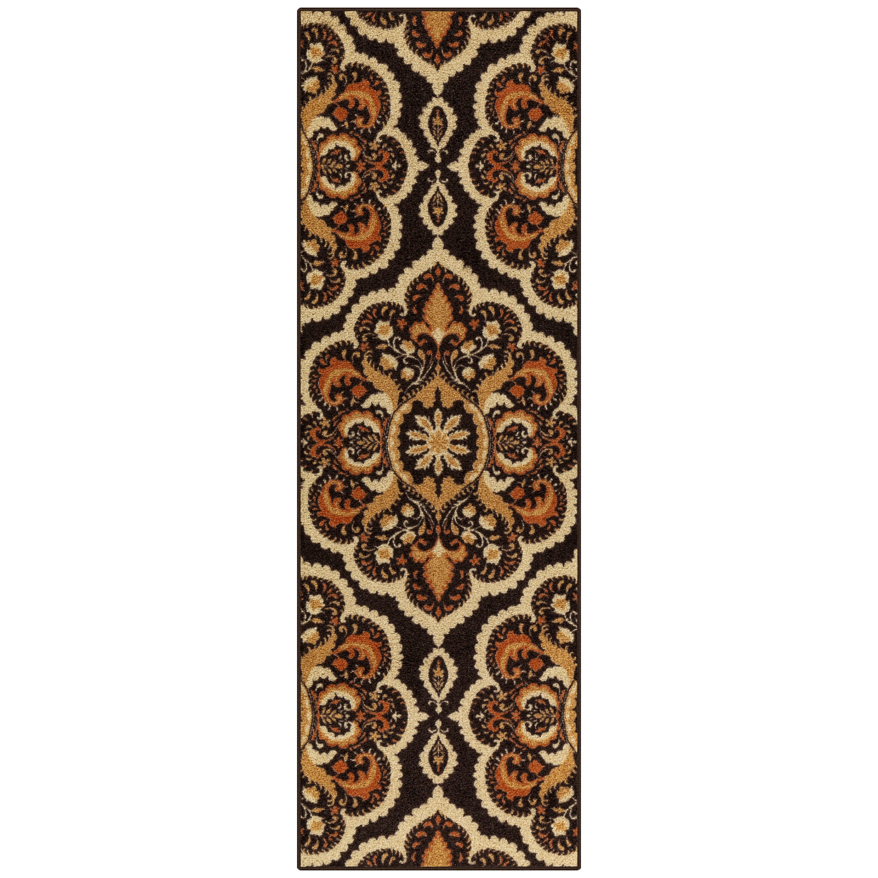Mainstays Traditional Roxanne Medallion Rust Orange Indoor Hallway ...