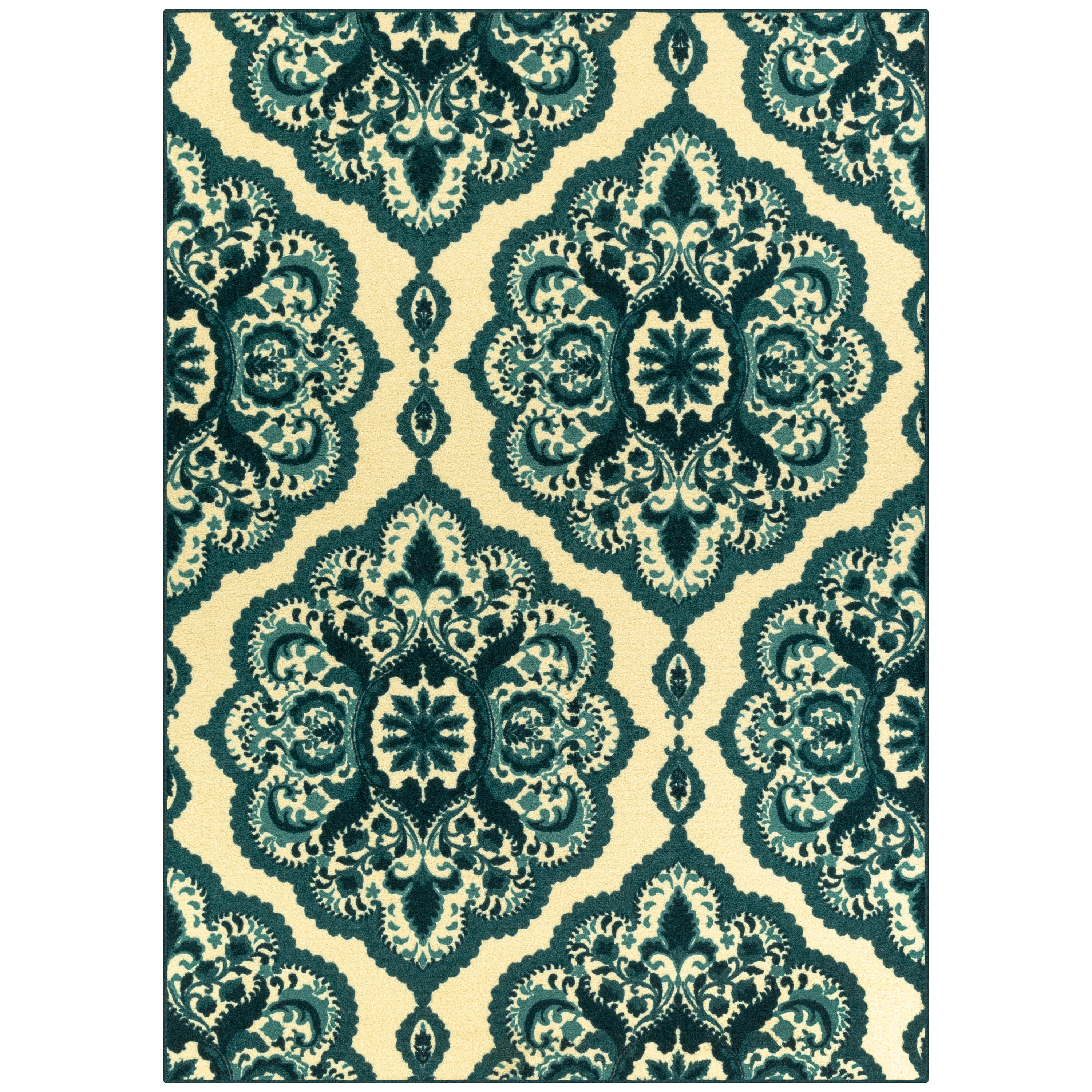 Mainstays Traditional Roxanne Medallion Teal Blue Area Rug, 5x7 ...