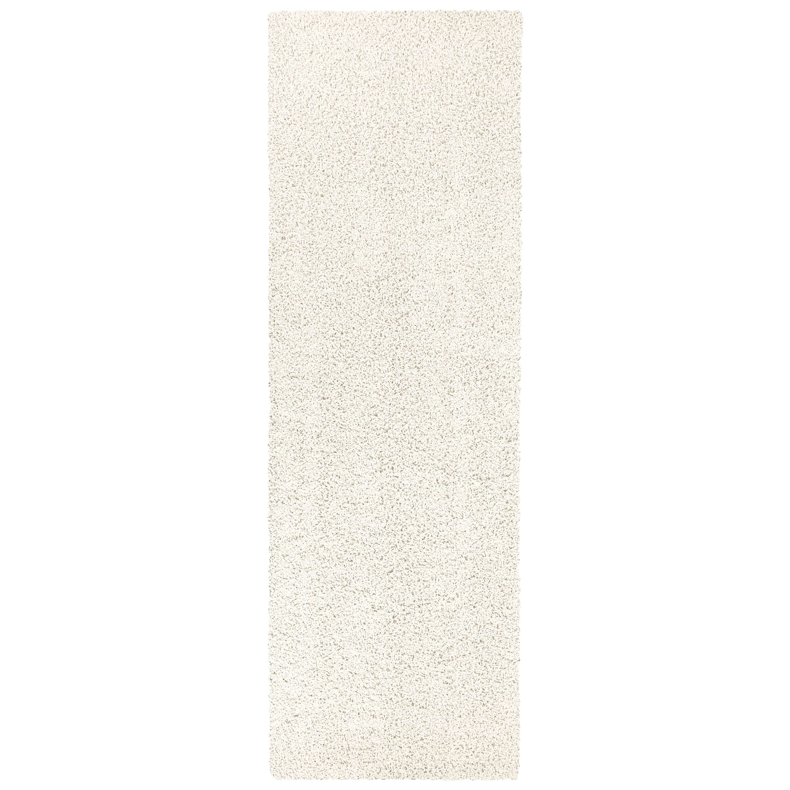 Mainstays Traditional Solid Ivory Shag Indoor Runner Rug, 1'9"x5 ...