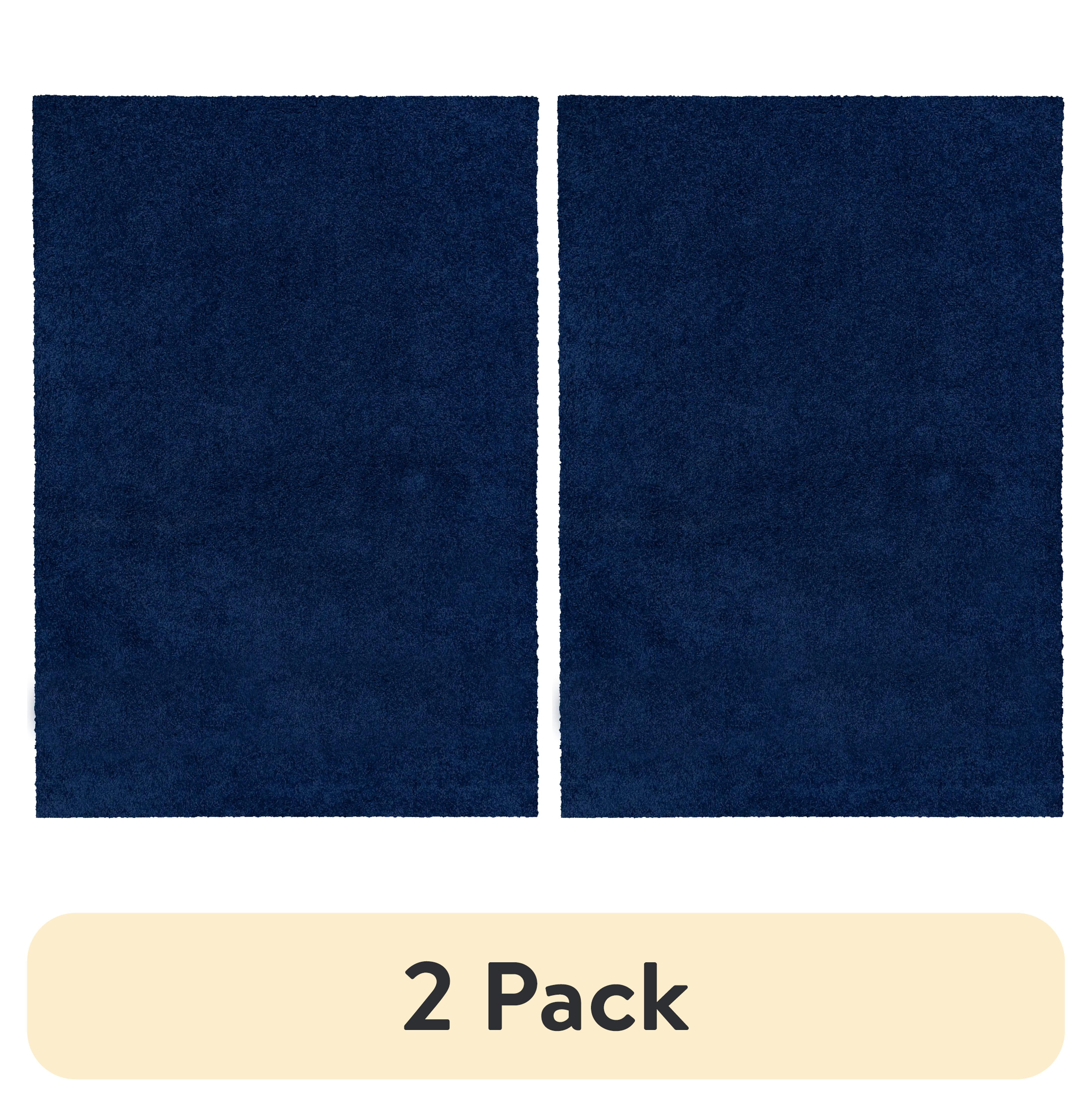 2 Pack Mainstays Traditional Solid Navy Youth Shag Indoor Area Rug 3