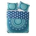 Mainstays Teal Medallion Reversible Microfiber Quilt Full/Queen Boho ...