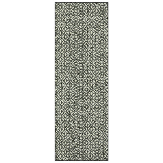 Mainstays Transitional Black Tonal Diamond Indoor Runner Rug, 1'8"x5 ...