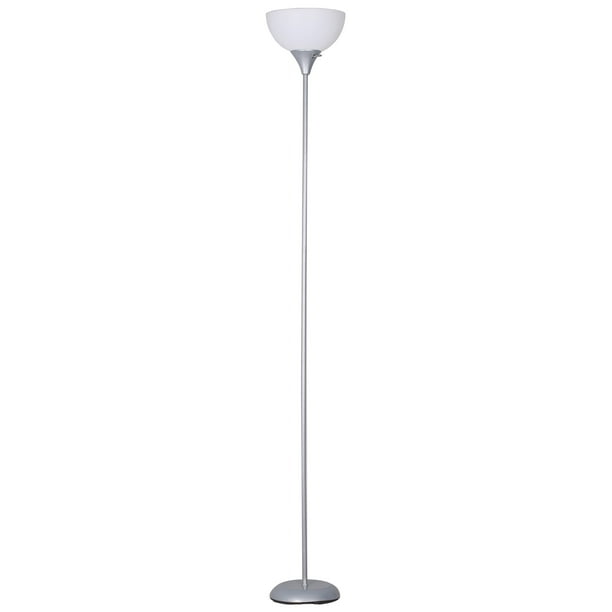 Mainstays Transitional Metal Floor Lamp with LED Bulb, Painted Silver ...