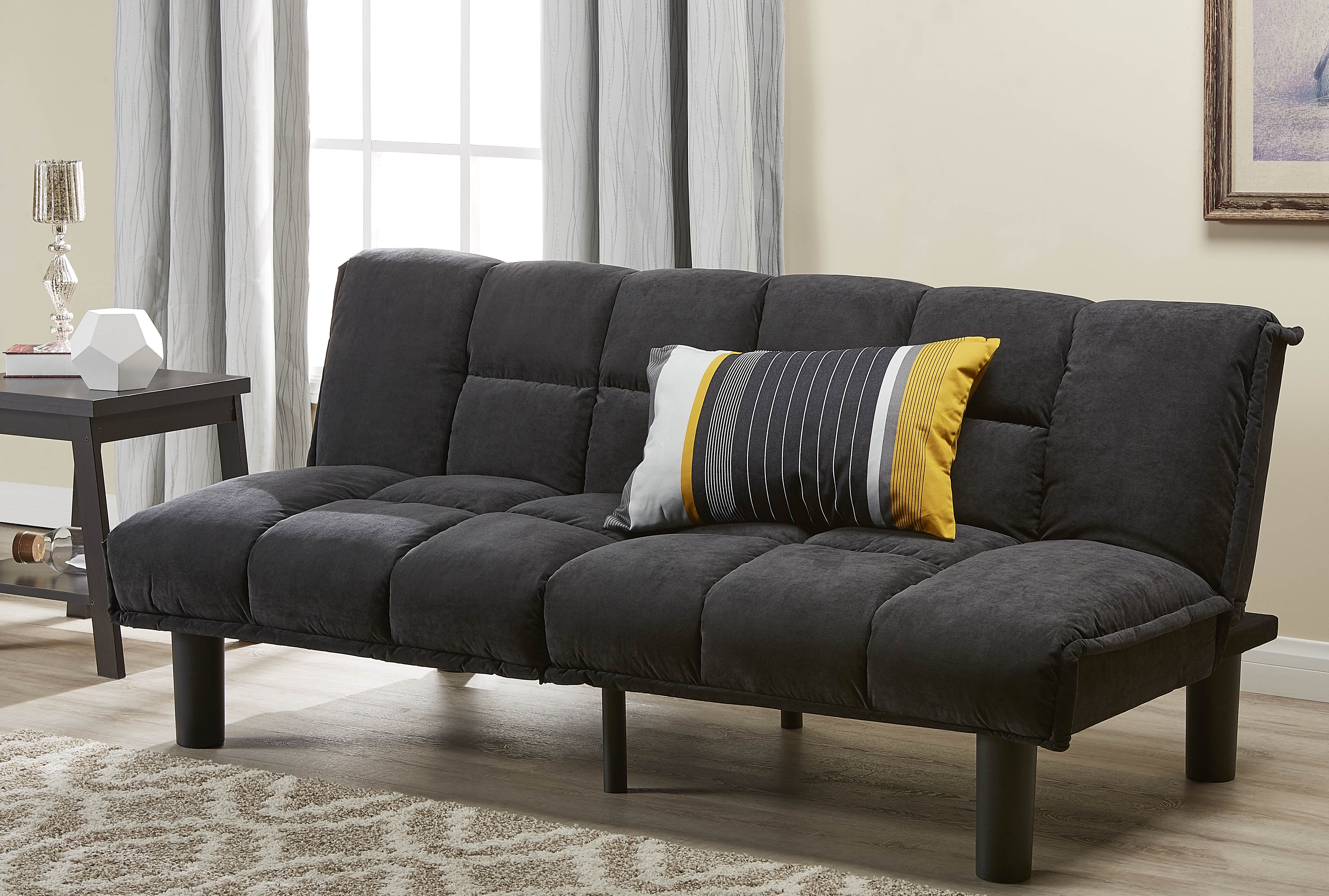 Mainstays Tufted Microfiber Futon - Convertible Sofa Bed - Walmart.com